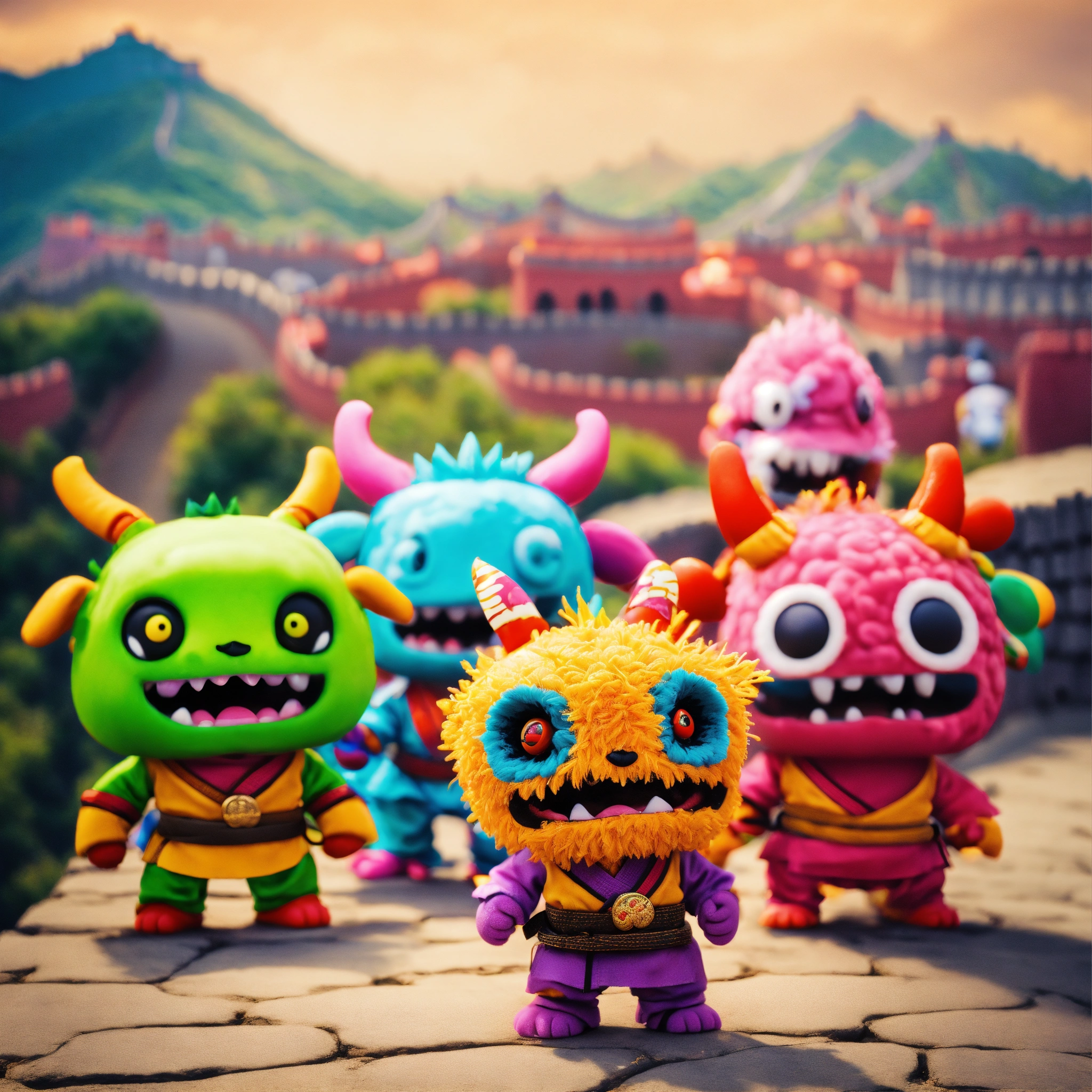 Lexica - Great wall of china, zoomed-out group of extremely cute ...