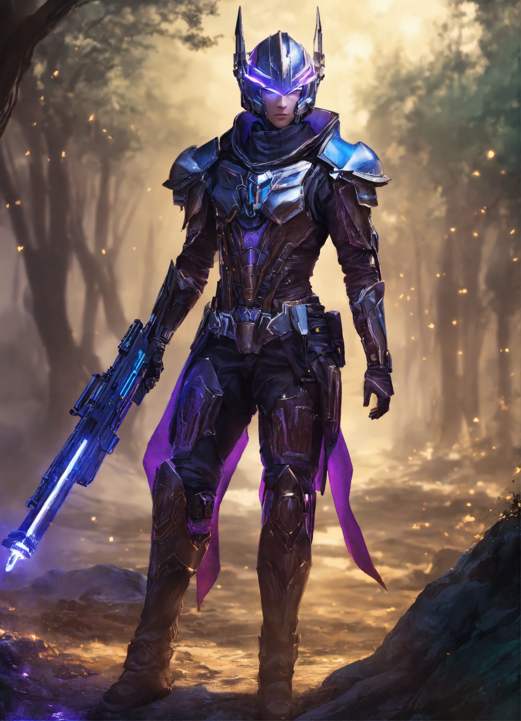 Lexica - Full body of a high elf sci fi soldier wearing heavy sci fi ...