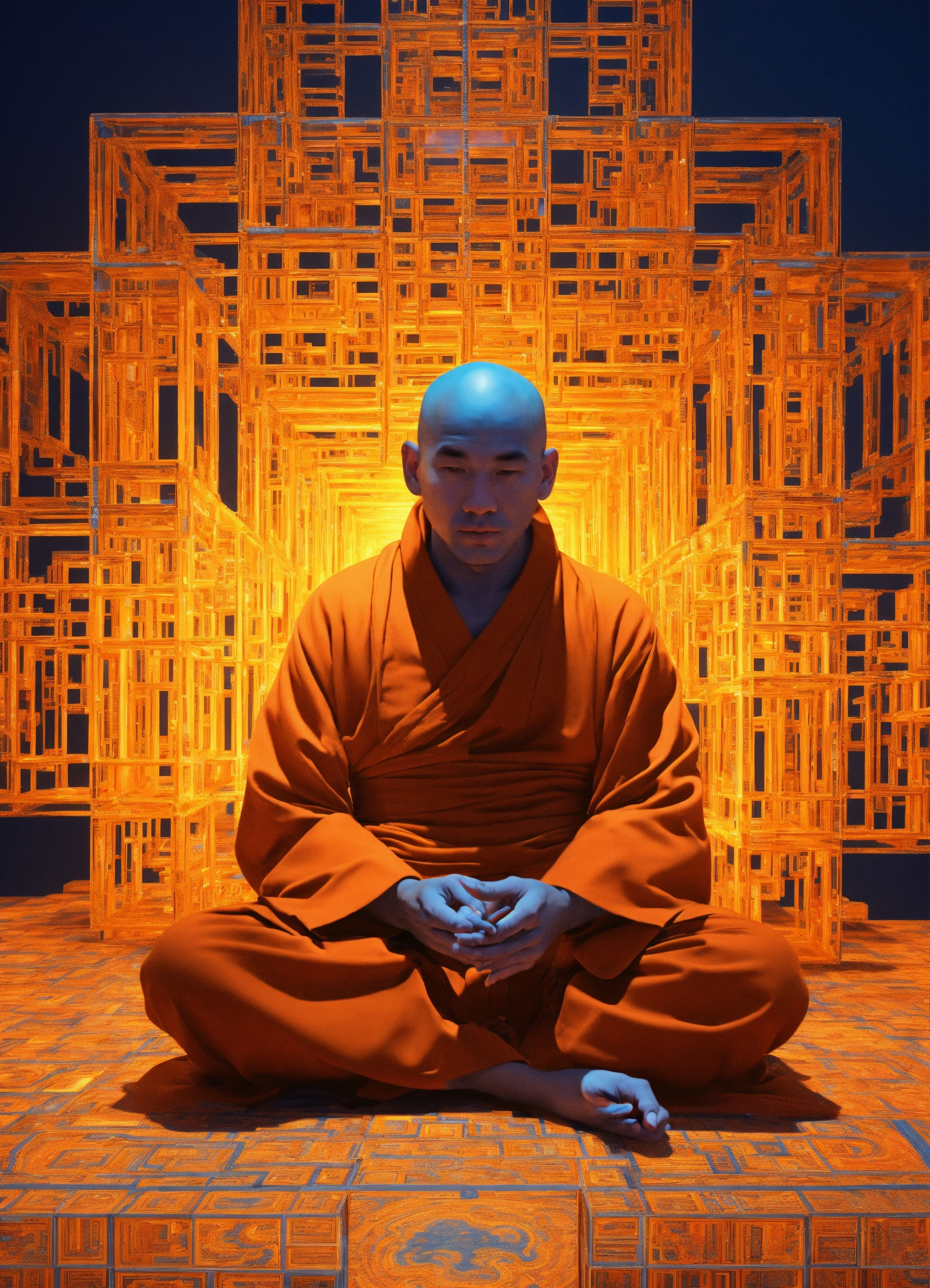 Lexica - Sitting Taoist monk tesseract body fractal three point ...