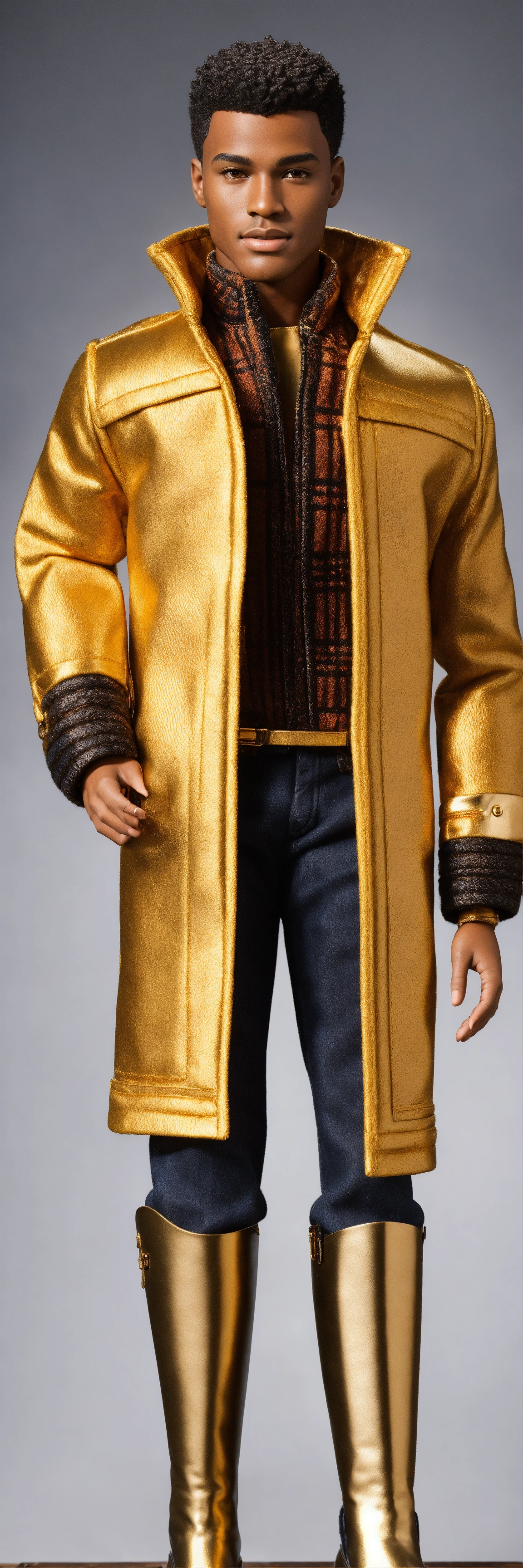 Lexica - Design the packaging for a Ken doll in a stylish, gold-colored ...