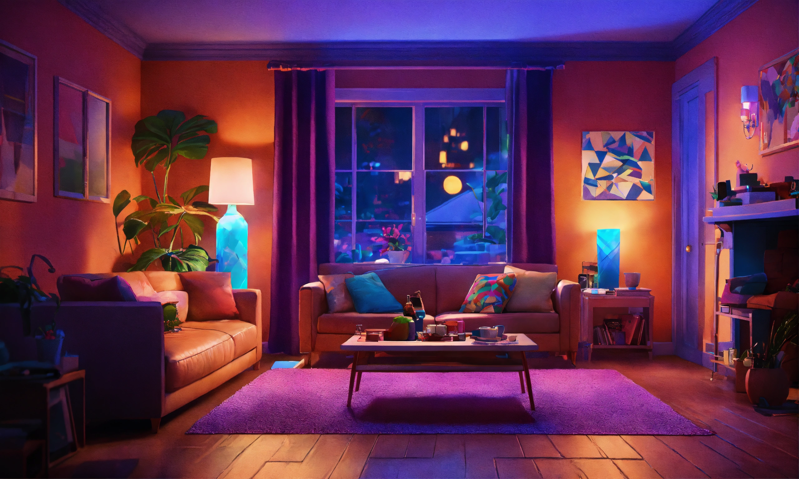 Lexica - CGI! Pixar style 80's home interior. house party. tan couch ...