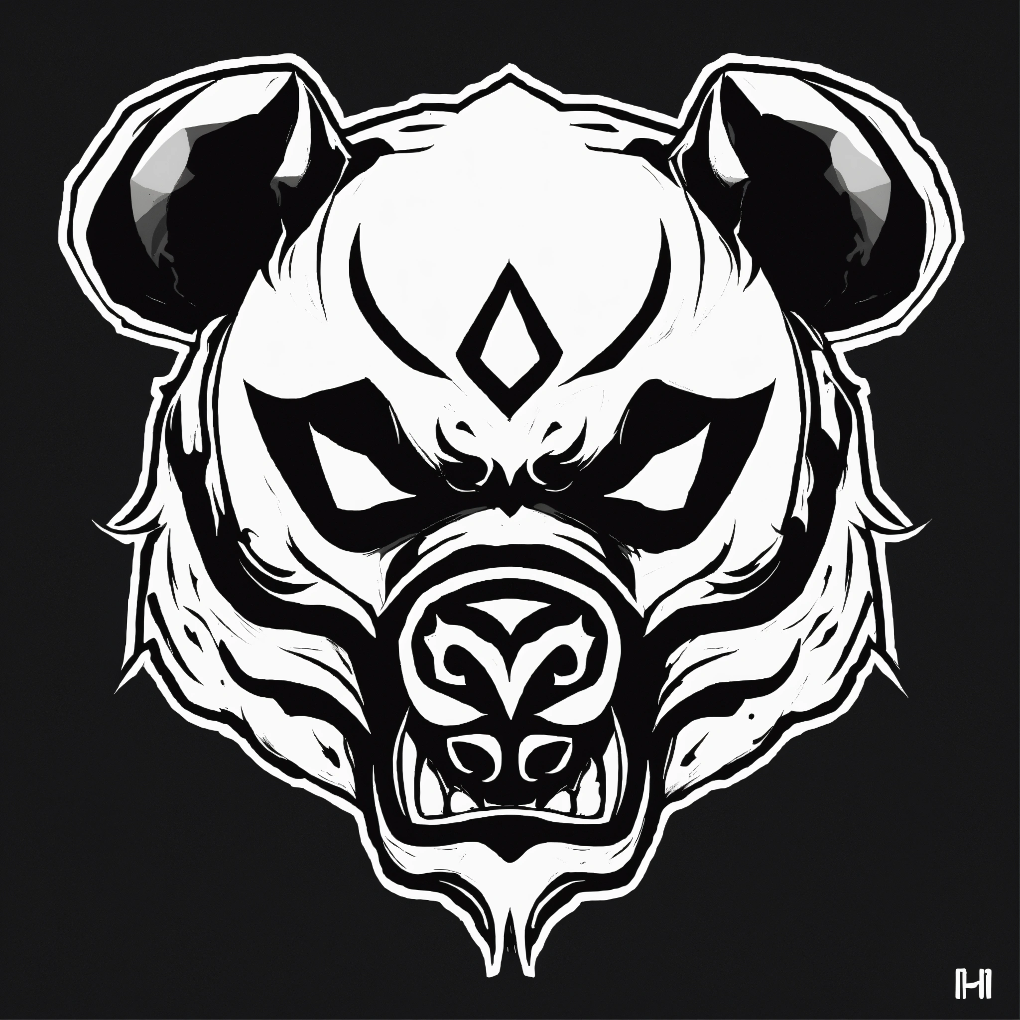 Lexica - Oni demon panda headshot, very simple, clipart, logo, black ...