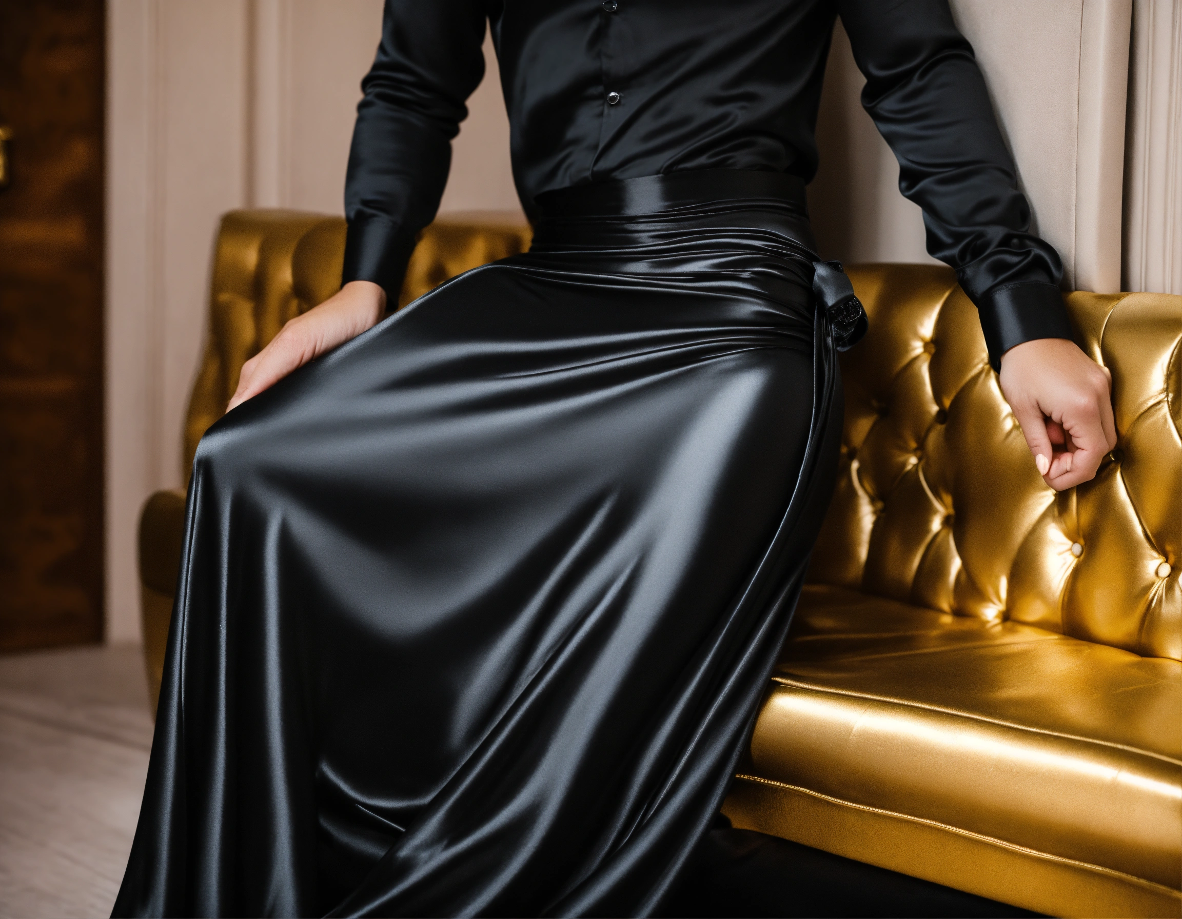 Lexica - Man with godlike body wearing black Satin shiny figure-hugging ...