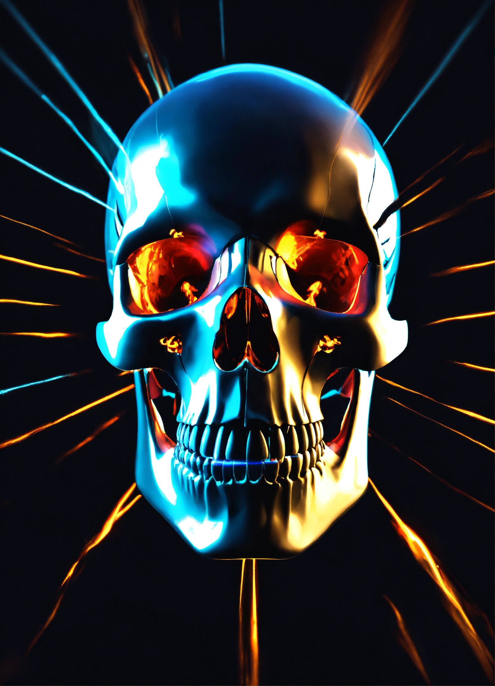 Lexica - Human skull with glowing light beams coming from eyes, sitting ...