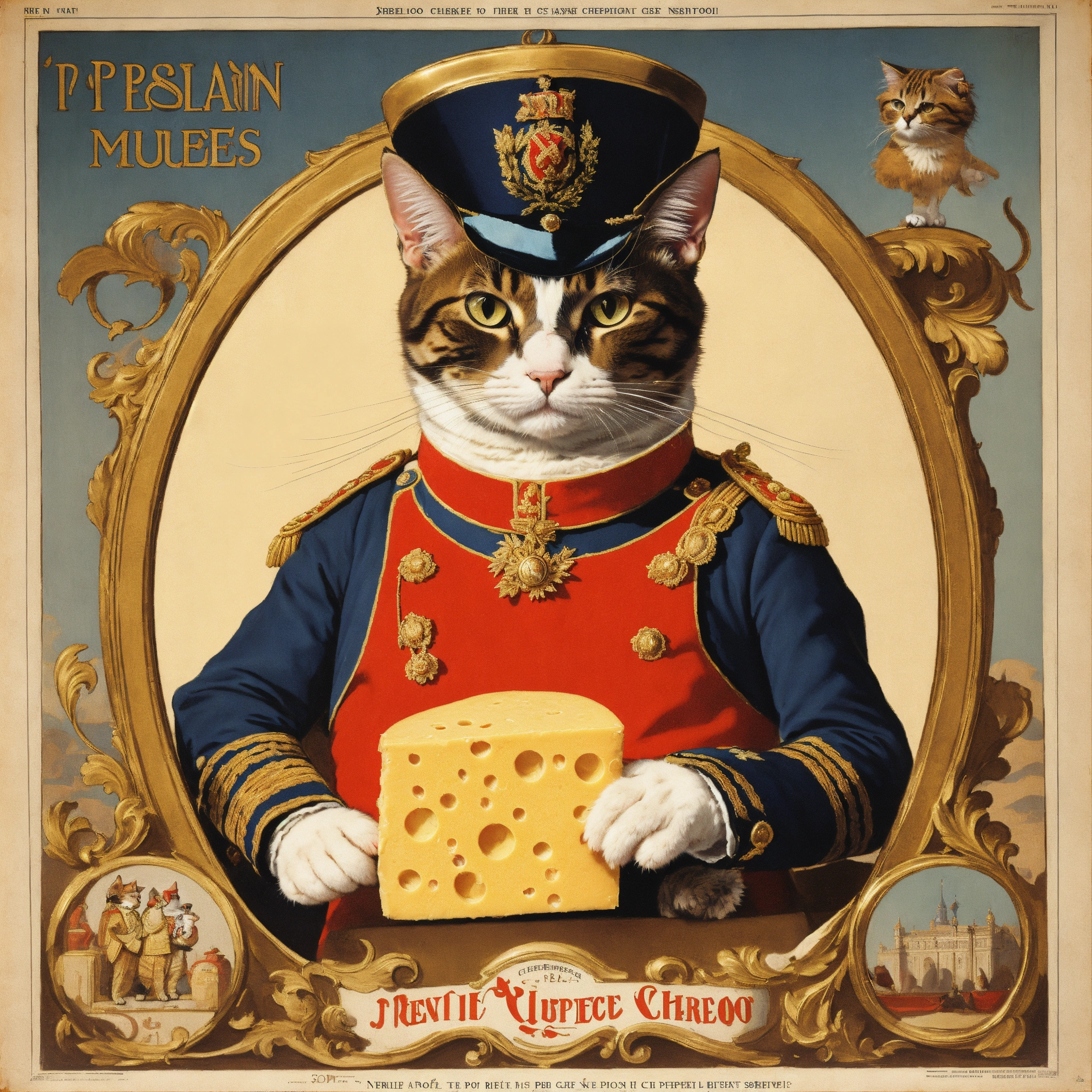 Lexica - A propaganda poster depicting a cat dressed as french emperor ...