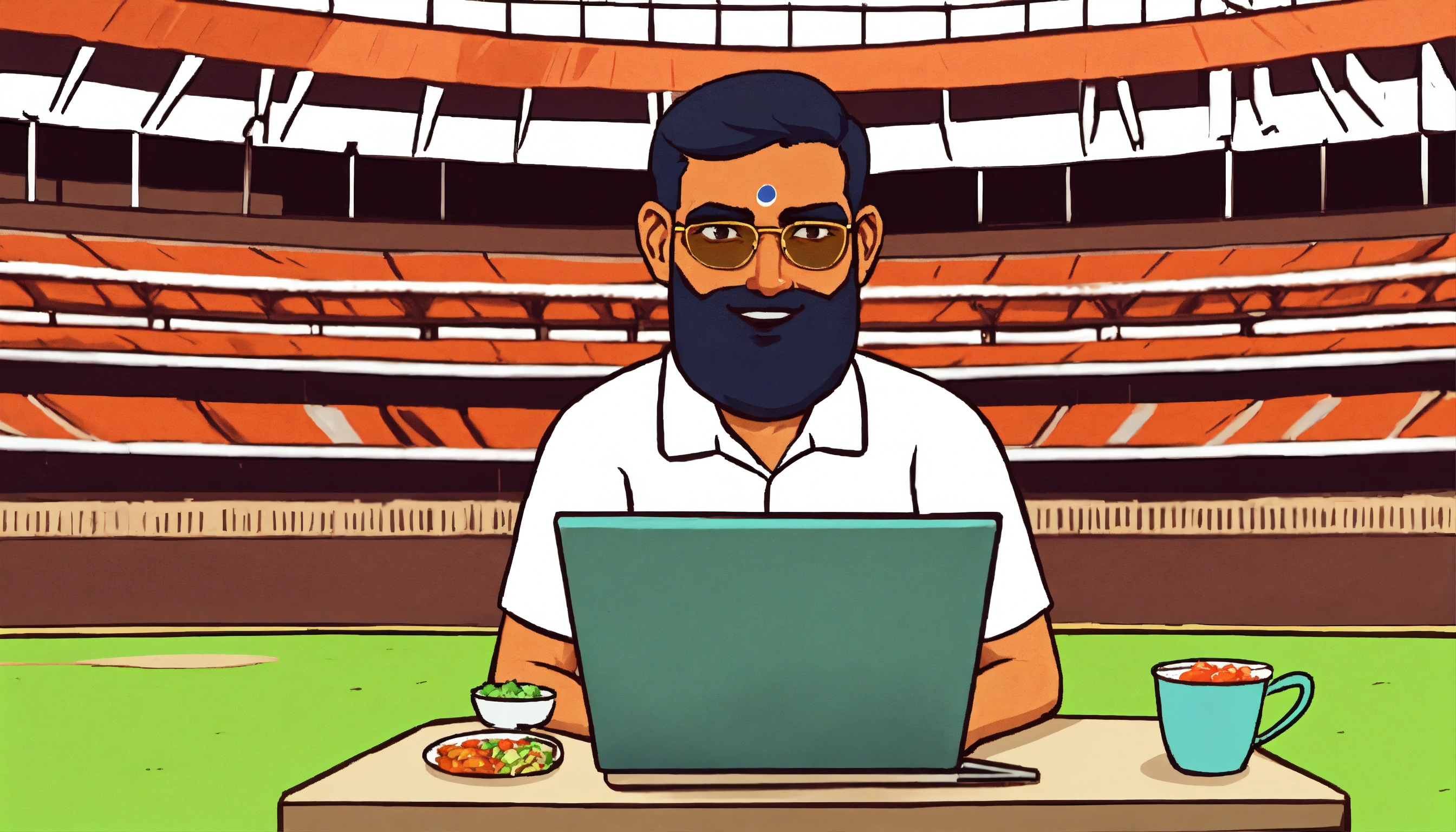 Lexica - Indian man without beard playing cricket in a stadium while ...