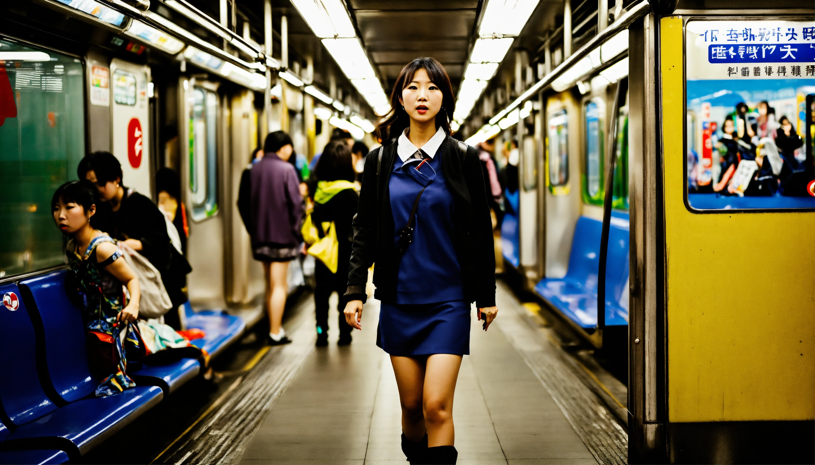 Lexica - Real person, Asian women, Japanese subway, little clothing ...