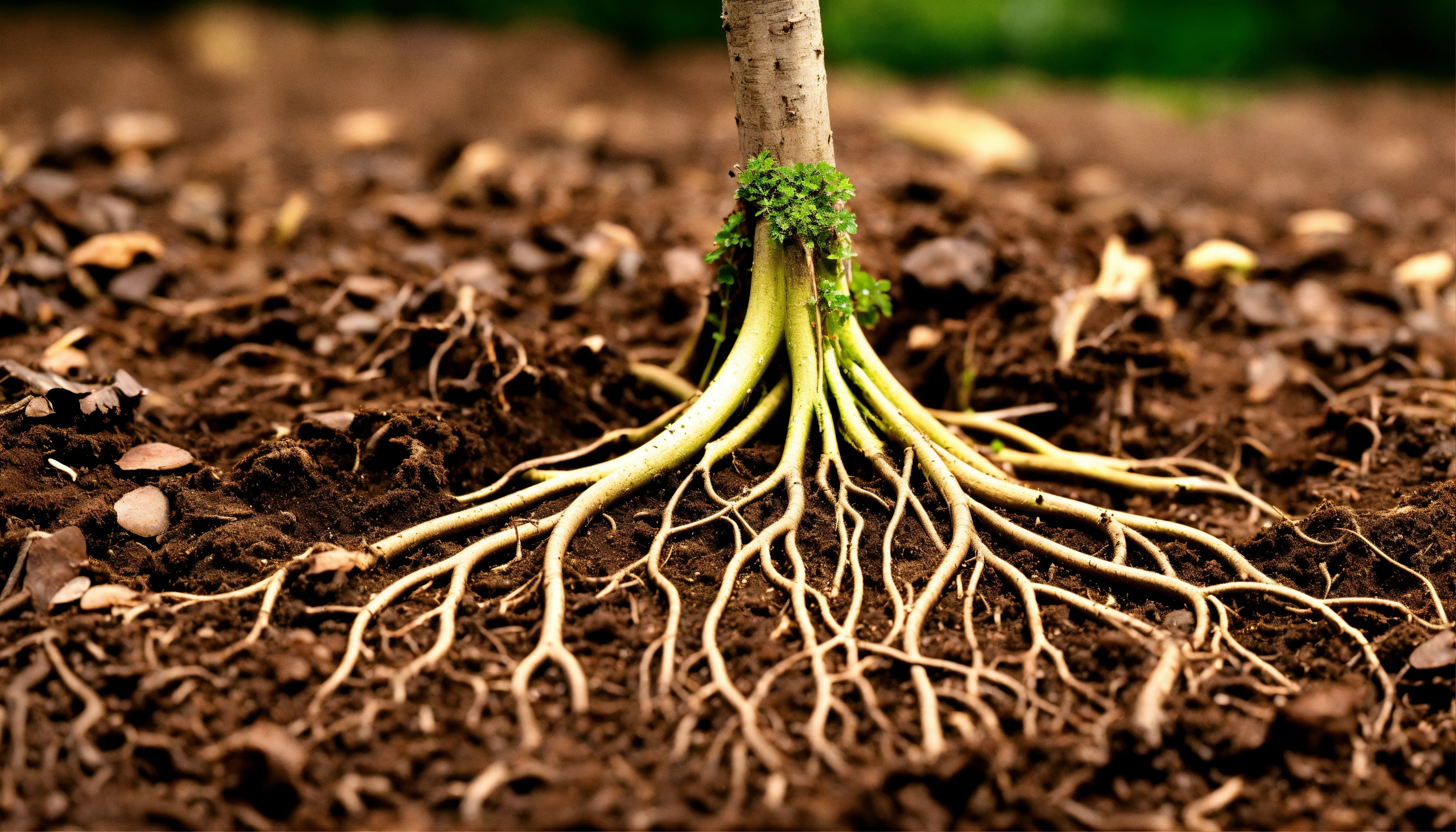 Lexica - Cut through image of spare tree roots inside soil but observable
