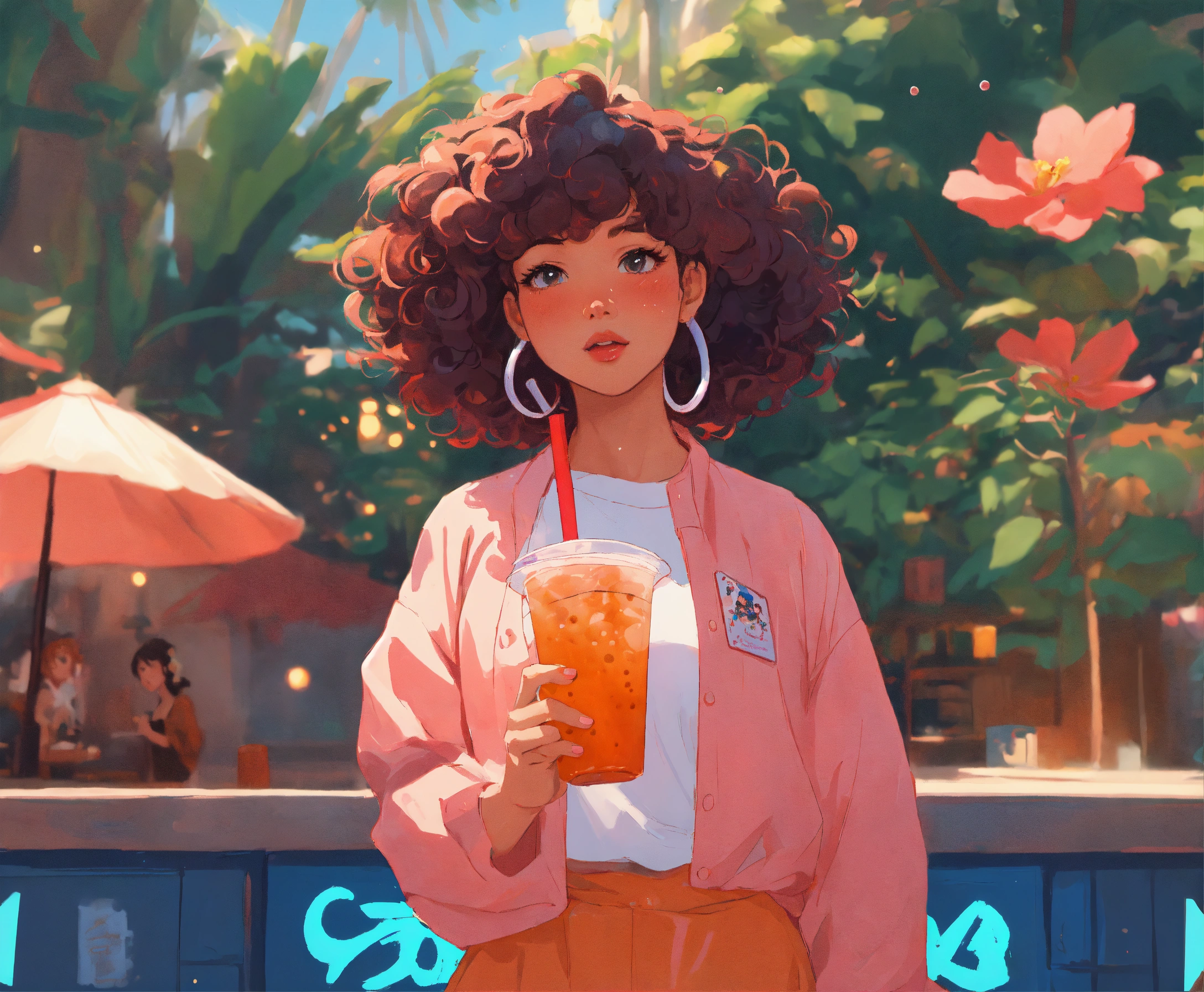 Lexica - Boba tea, milk tea, island girl, tropical, exotic flowers ...