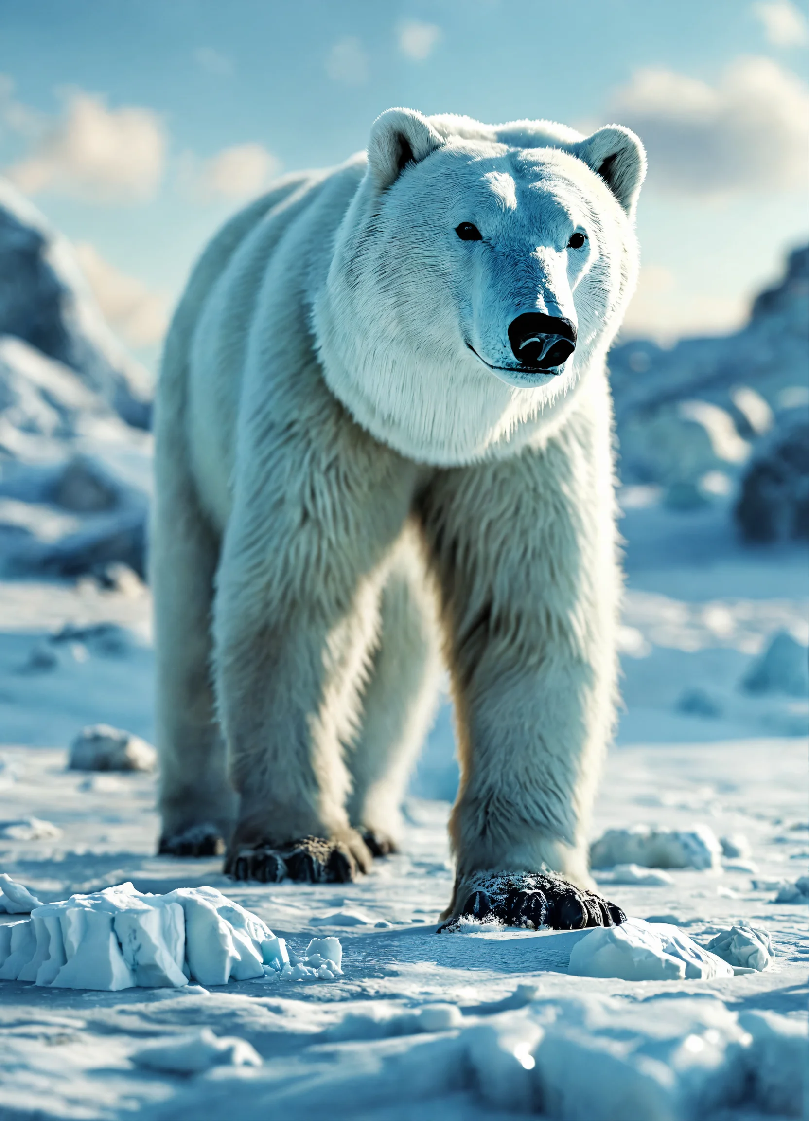 Lexica - Arctic climate, standing on snow, realistic