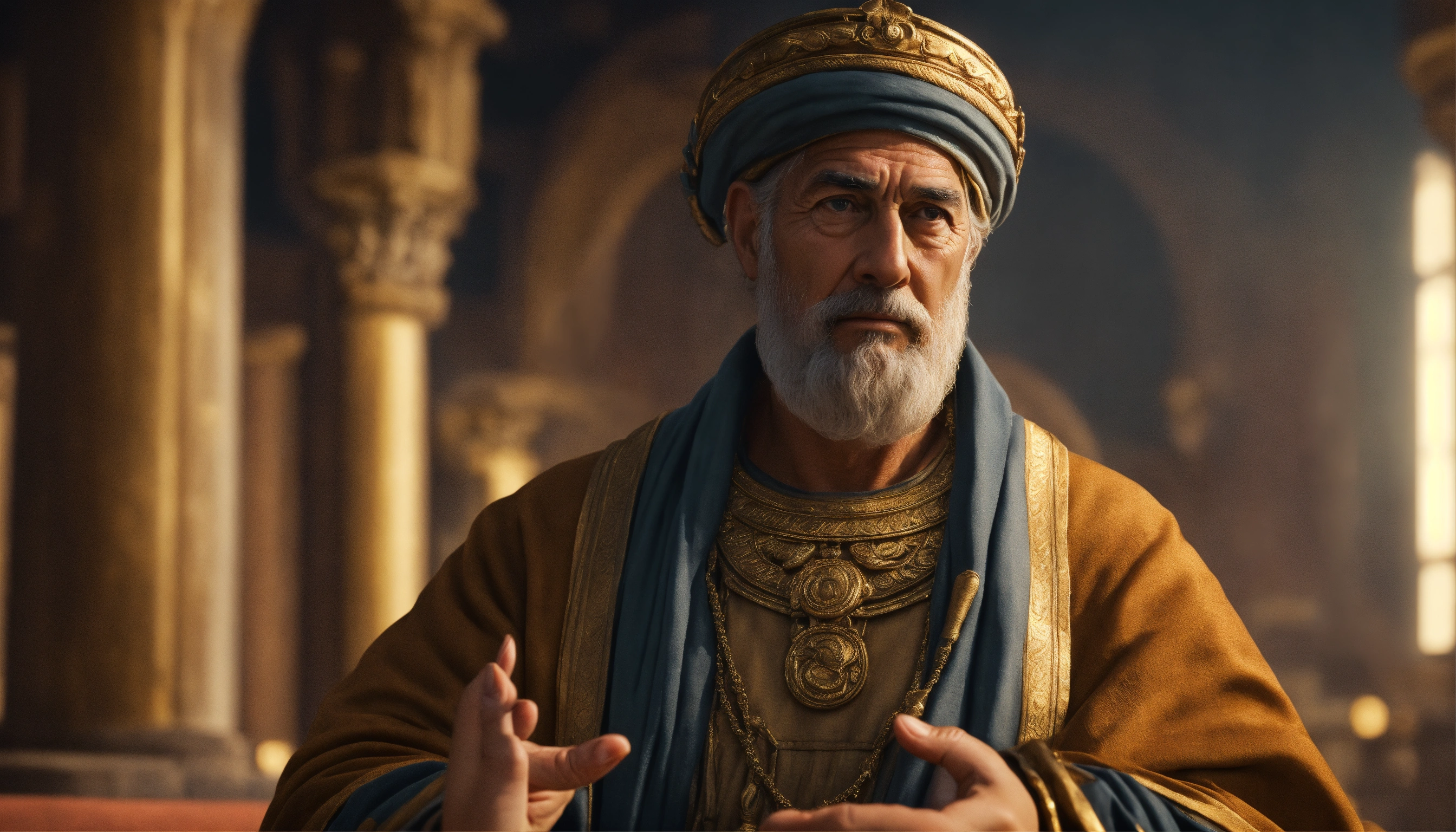 Lexica - A stoic wise man, extends his hand to you, his arm extended ...