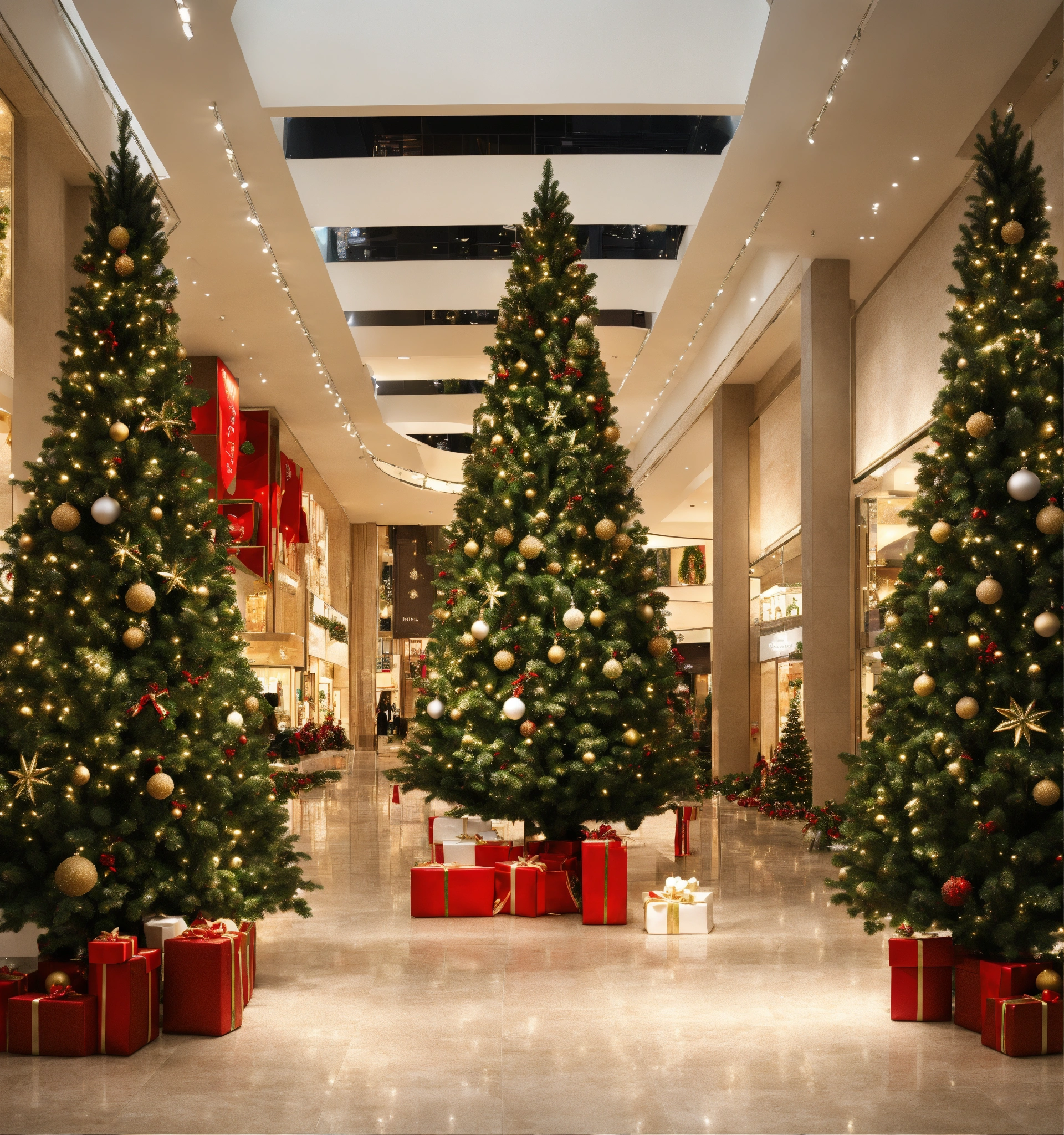 Lexica - Shopping mall small luxury corner selling christmas trees ...