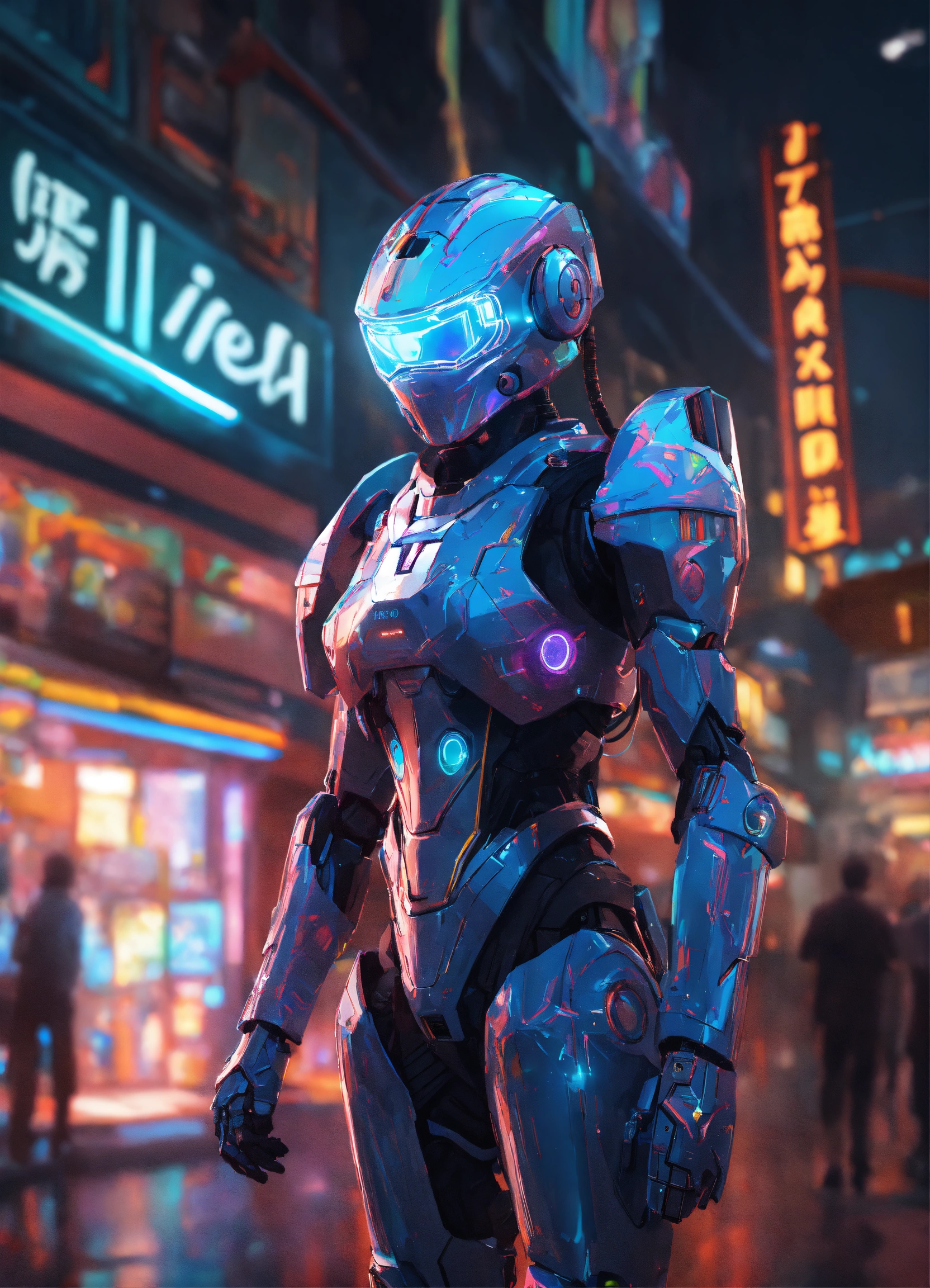 Lexica - Mechanical ninja, minimalist suit, glowing, prismatic ...