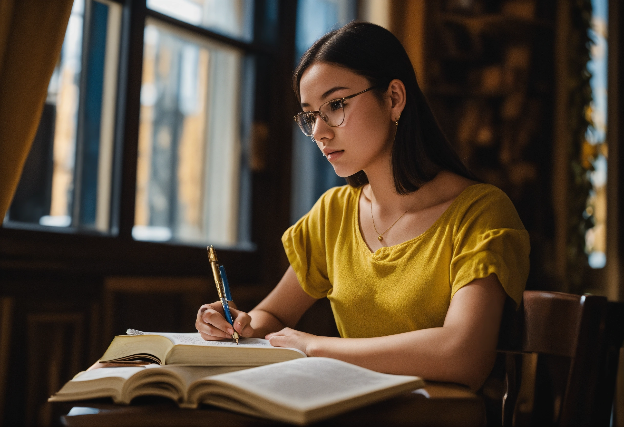 Lexica - Young lady studying