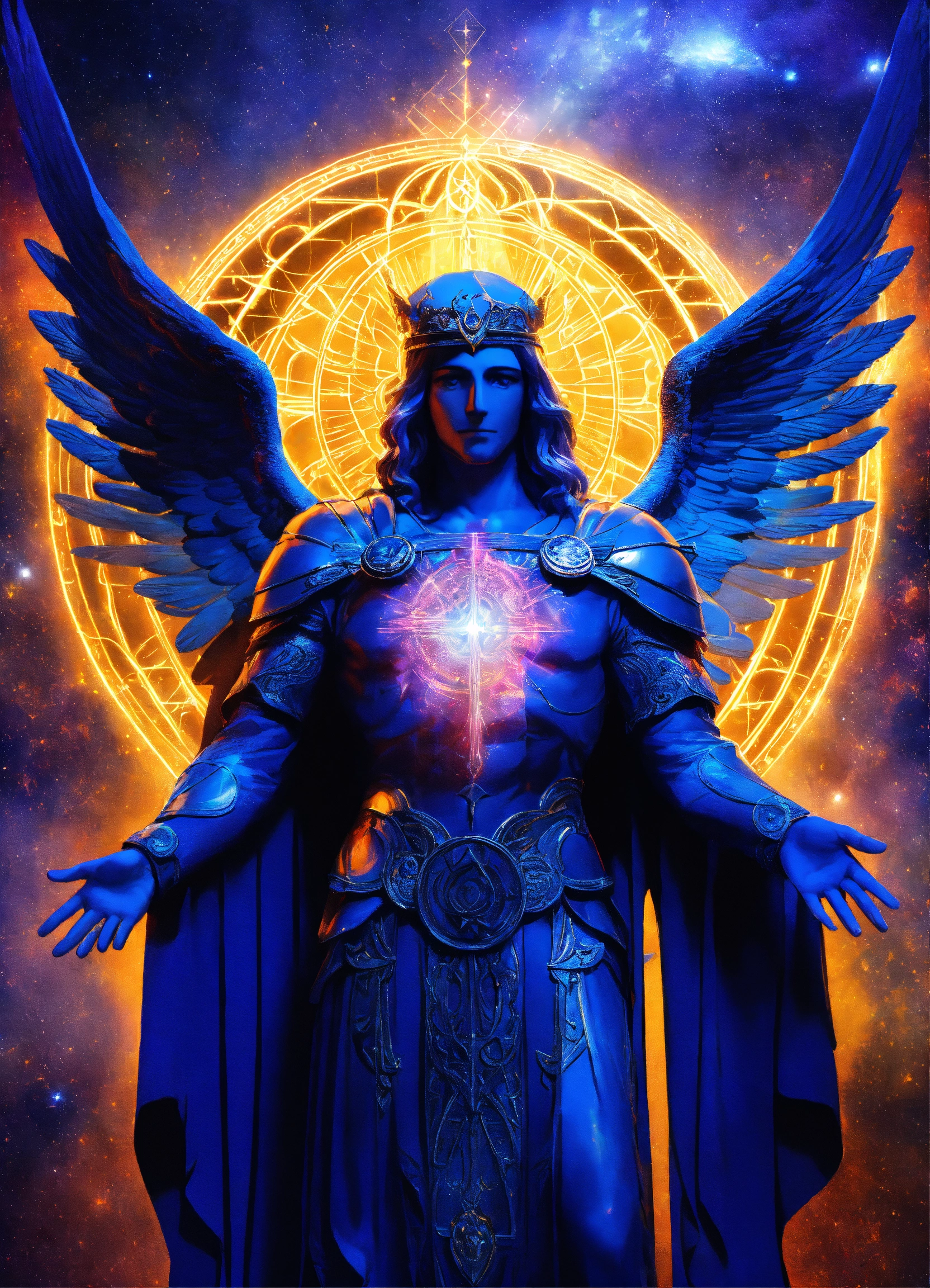 Lexica - Archangel Michael with an elderly visage, mystic emblem ...