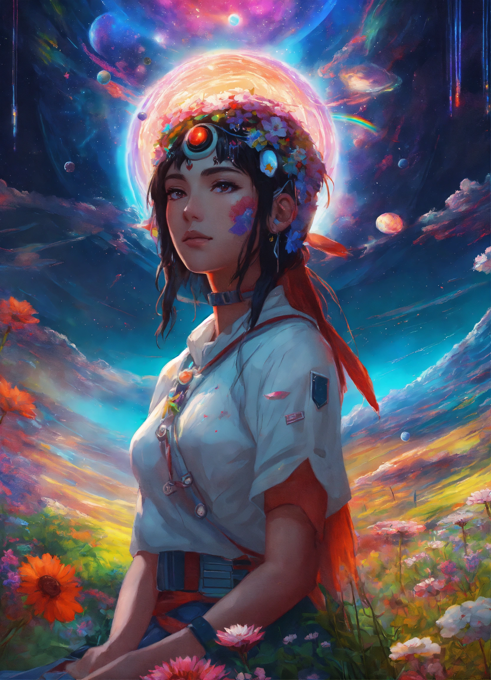 Lexica - Cyberpunk digital painting of princess mononoke, in space ...