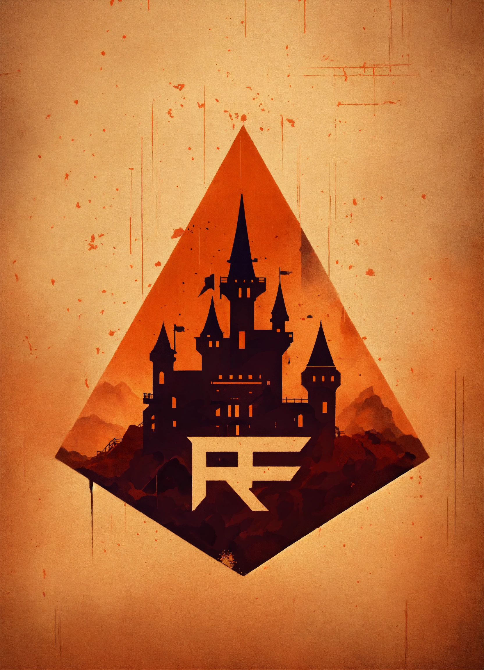Lexica - A logo inspired by the game Rust that has the initials "R F ...