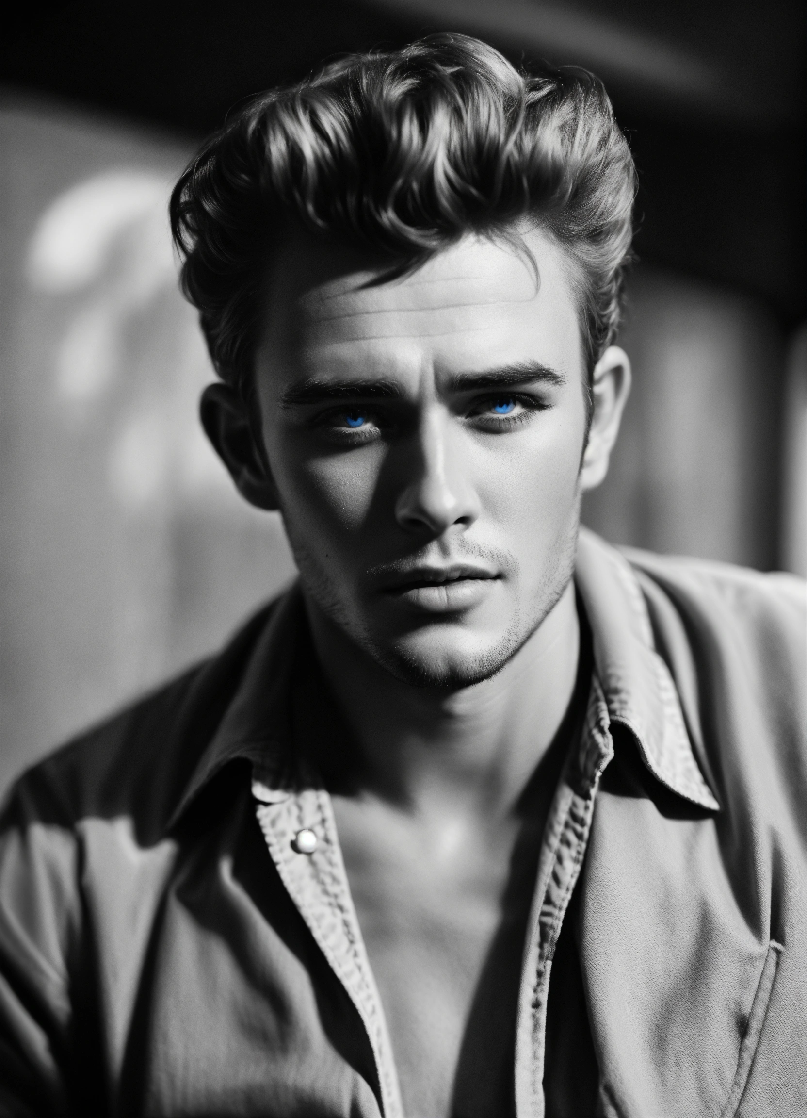 Lexica - Photorealistic, blackandwhite photo, James Dean, blue eyes ...