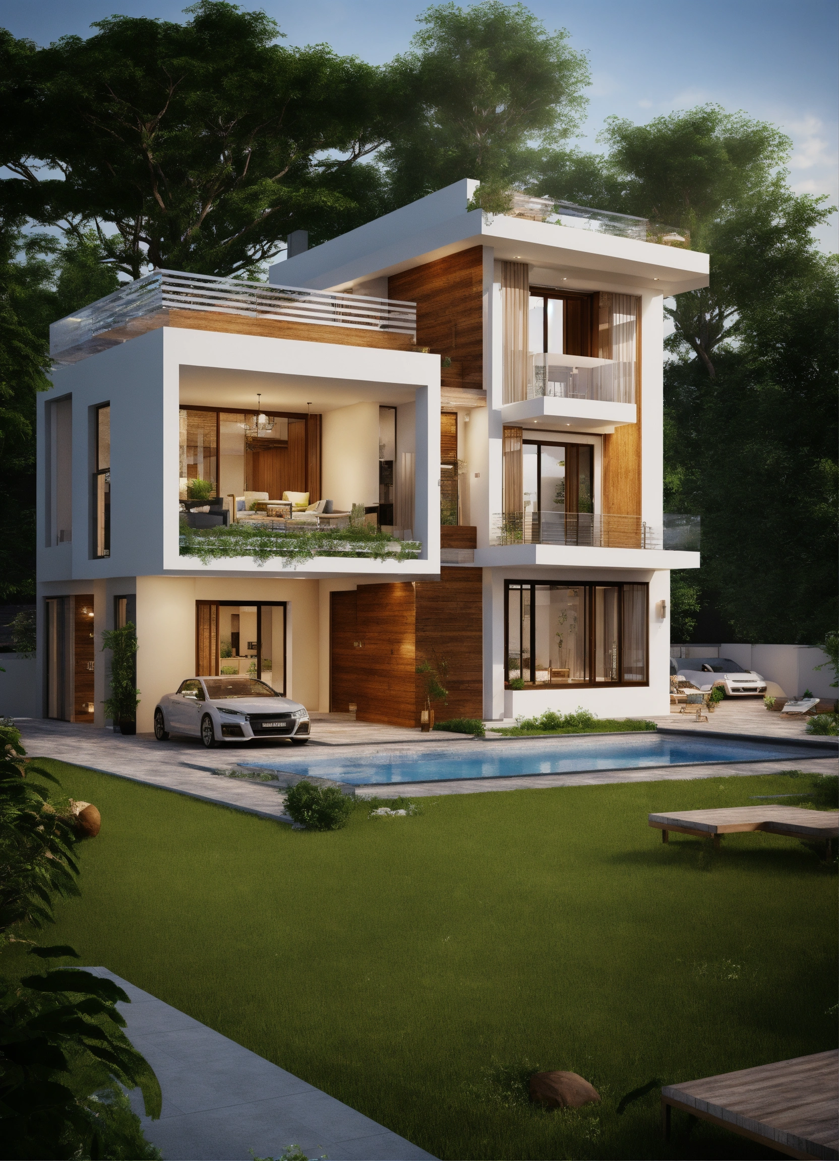 Lexica - Architectural plan for a 100 meter 4 room house