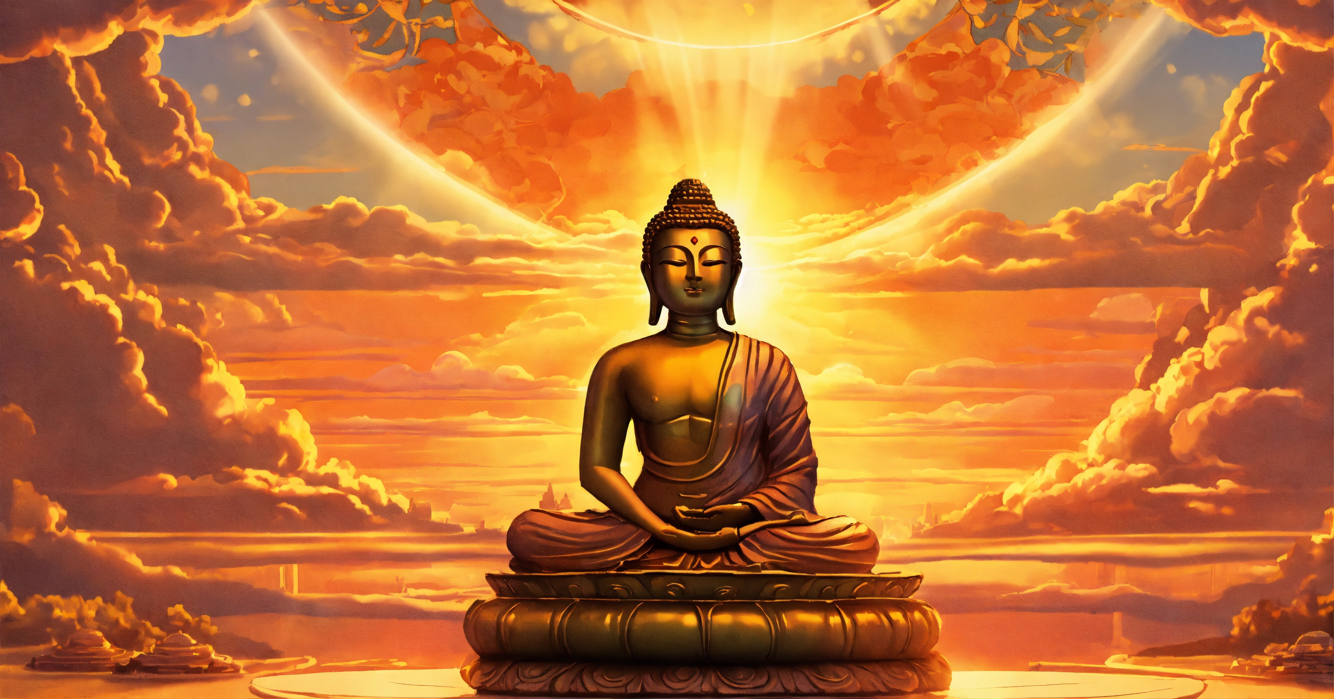 Lexica - Buddha meditating outside with rays of sunlight, lots of ...