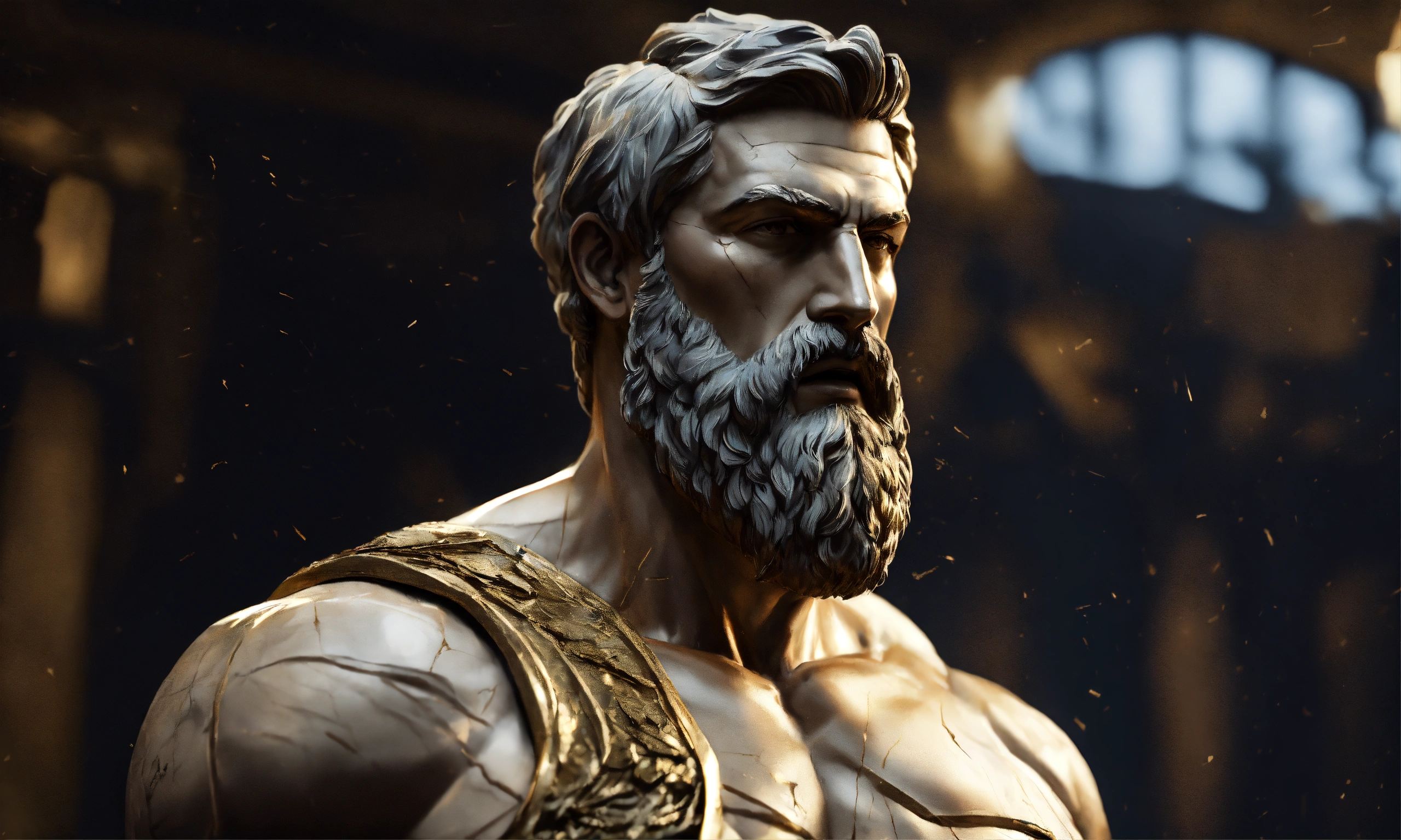 Lexica - A muscular statue of a strong Greek man with a beard and scars ...