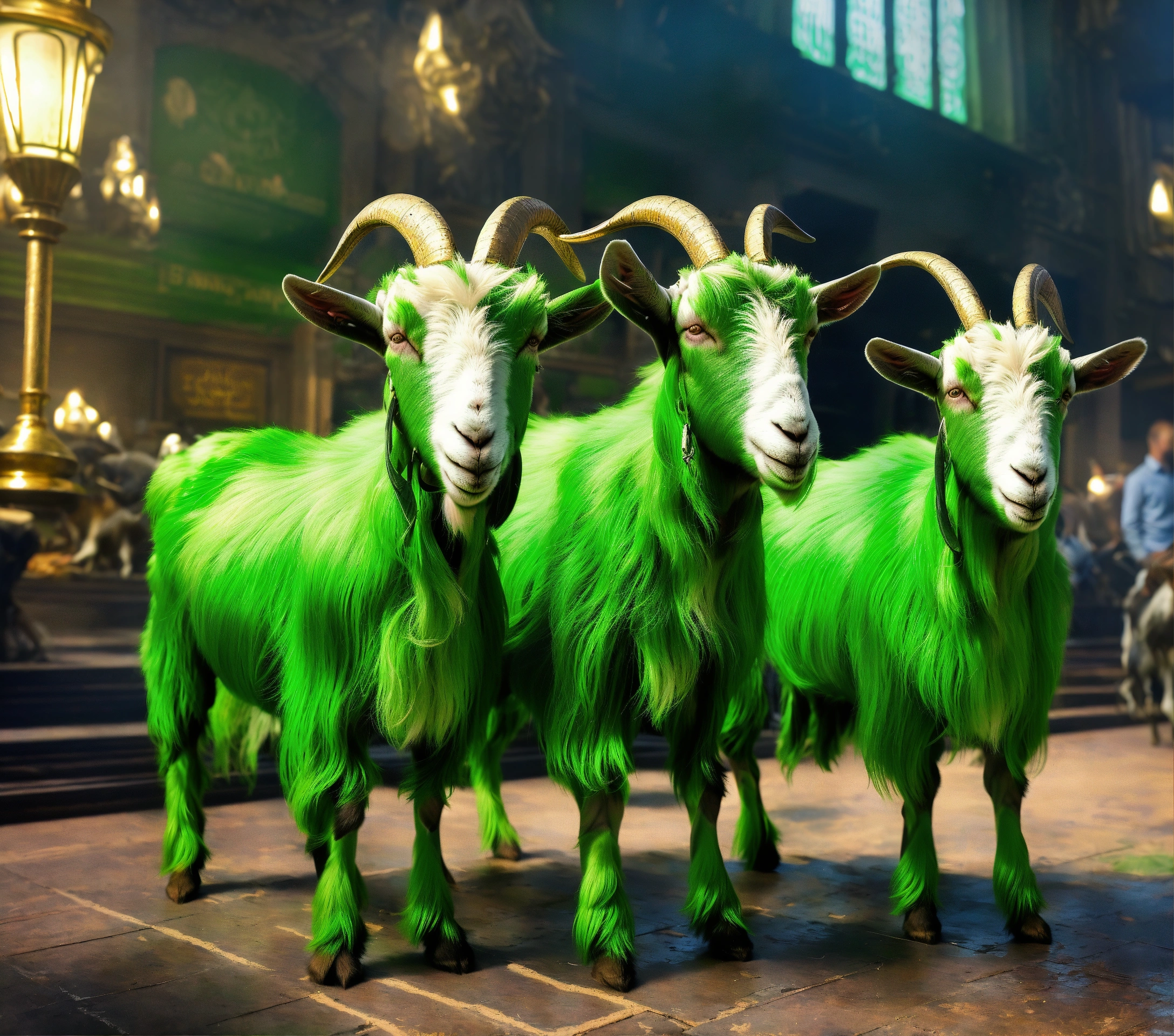 Lexica - ((Green) Goats (are working hard)) at Gringotts's bank, (which is filled with ((green ...