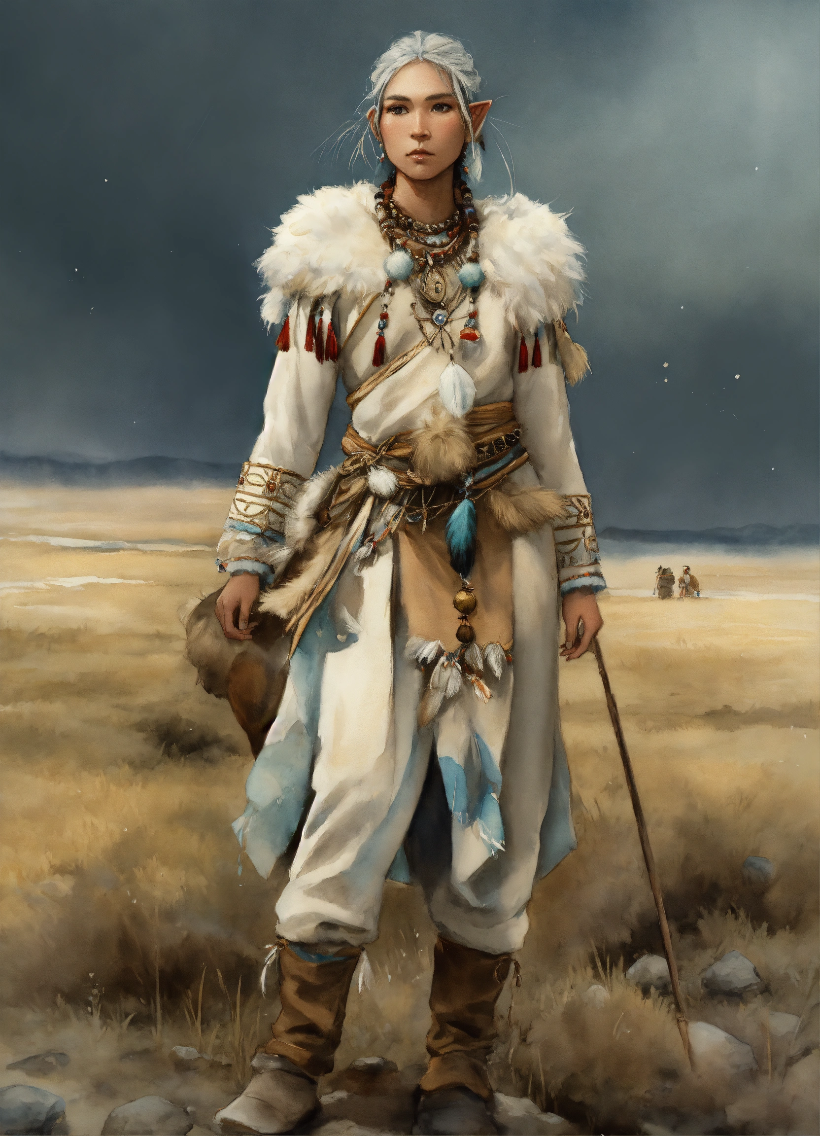 Lexica - Full body illustration of an elf inuit woman, beautiful ...