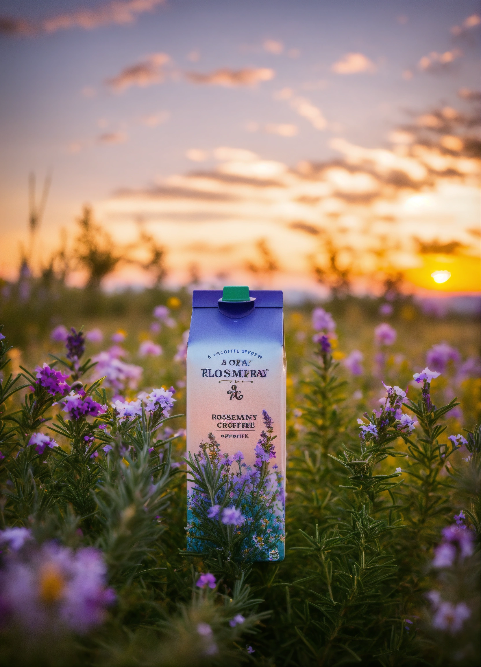 Lexica - A photo of a gradient coffee milk carton with rosemary sprigs ...