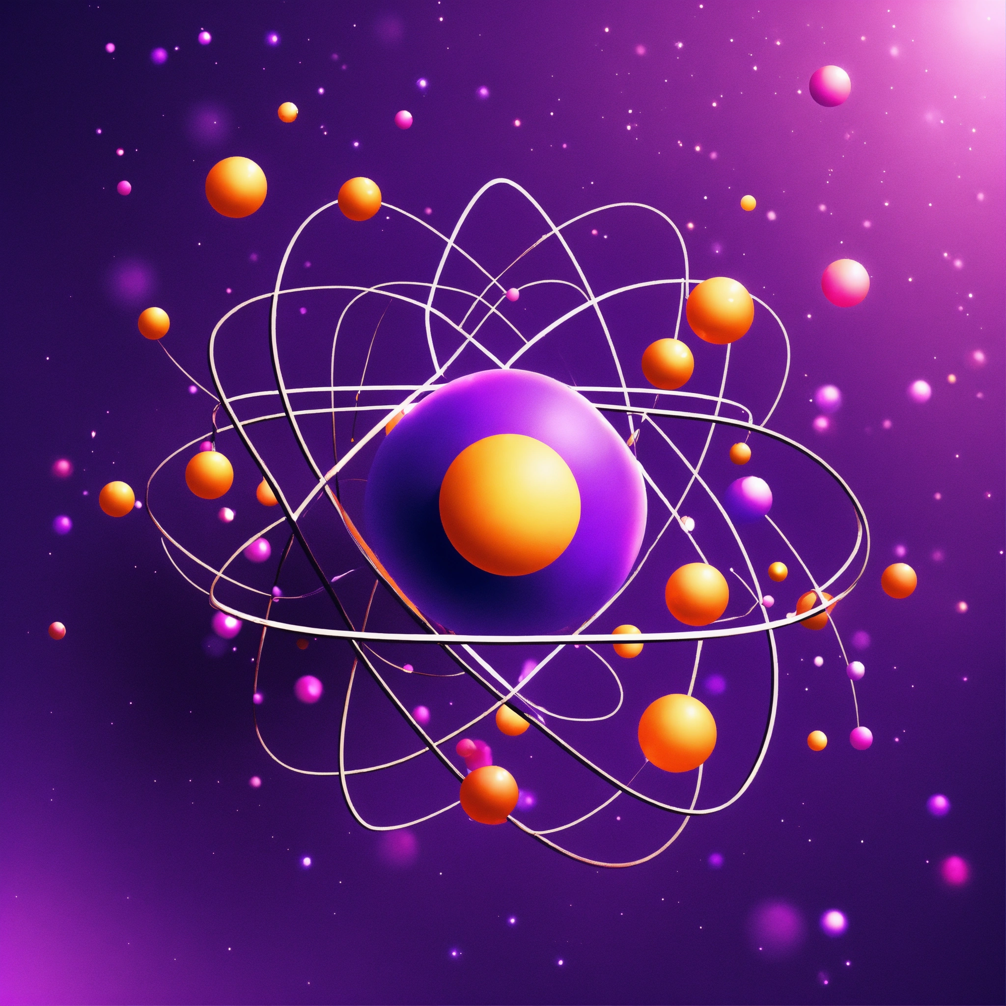 Lexica - Please create an image with purple background and atom and ...