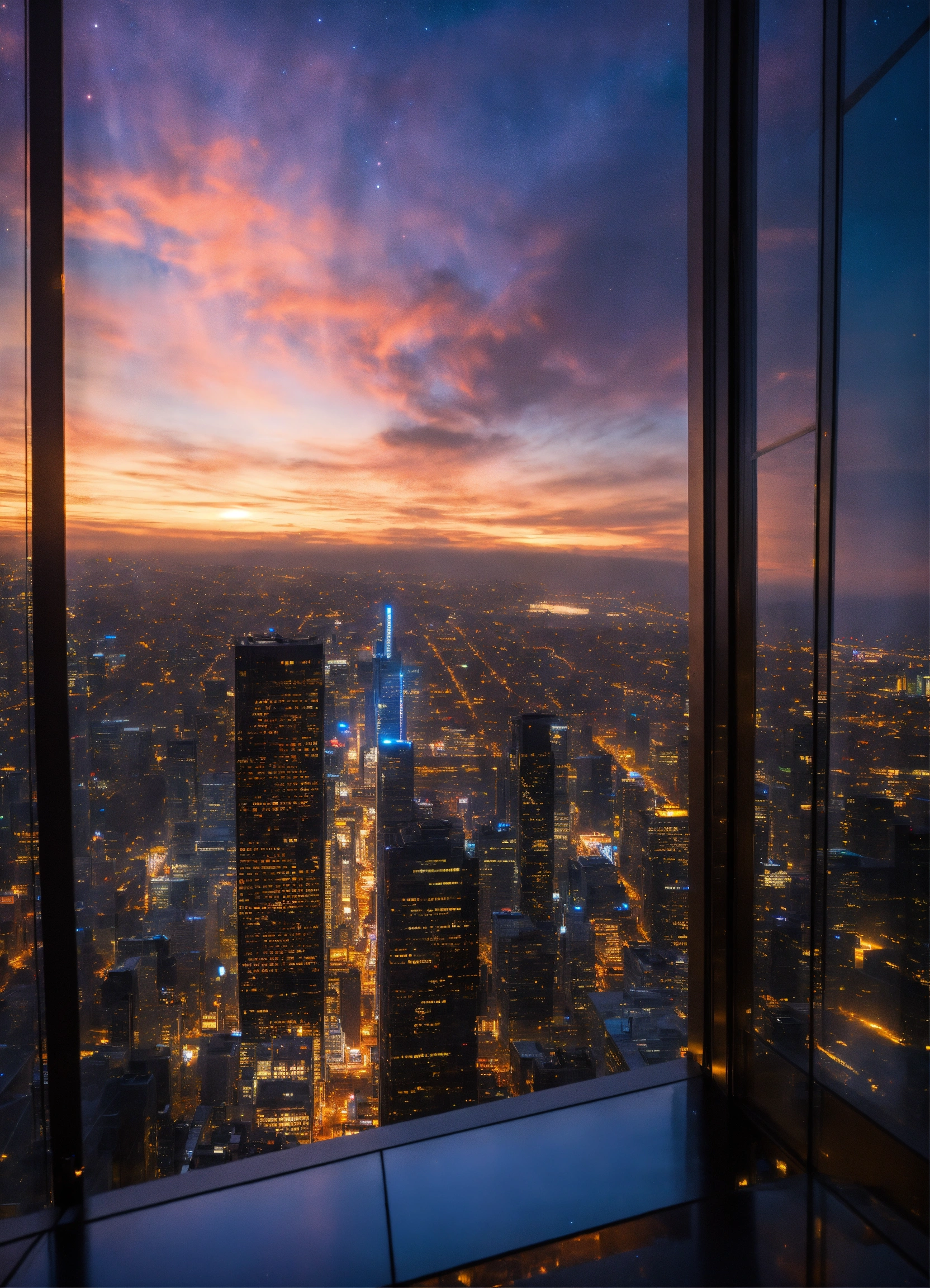 Lexica - View of a cityscape through very large windows from the ...
