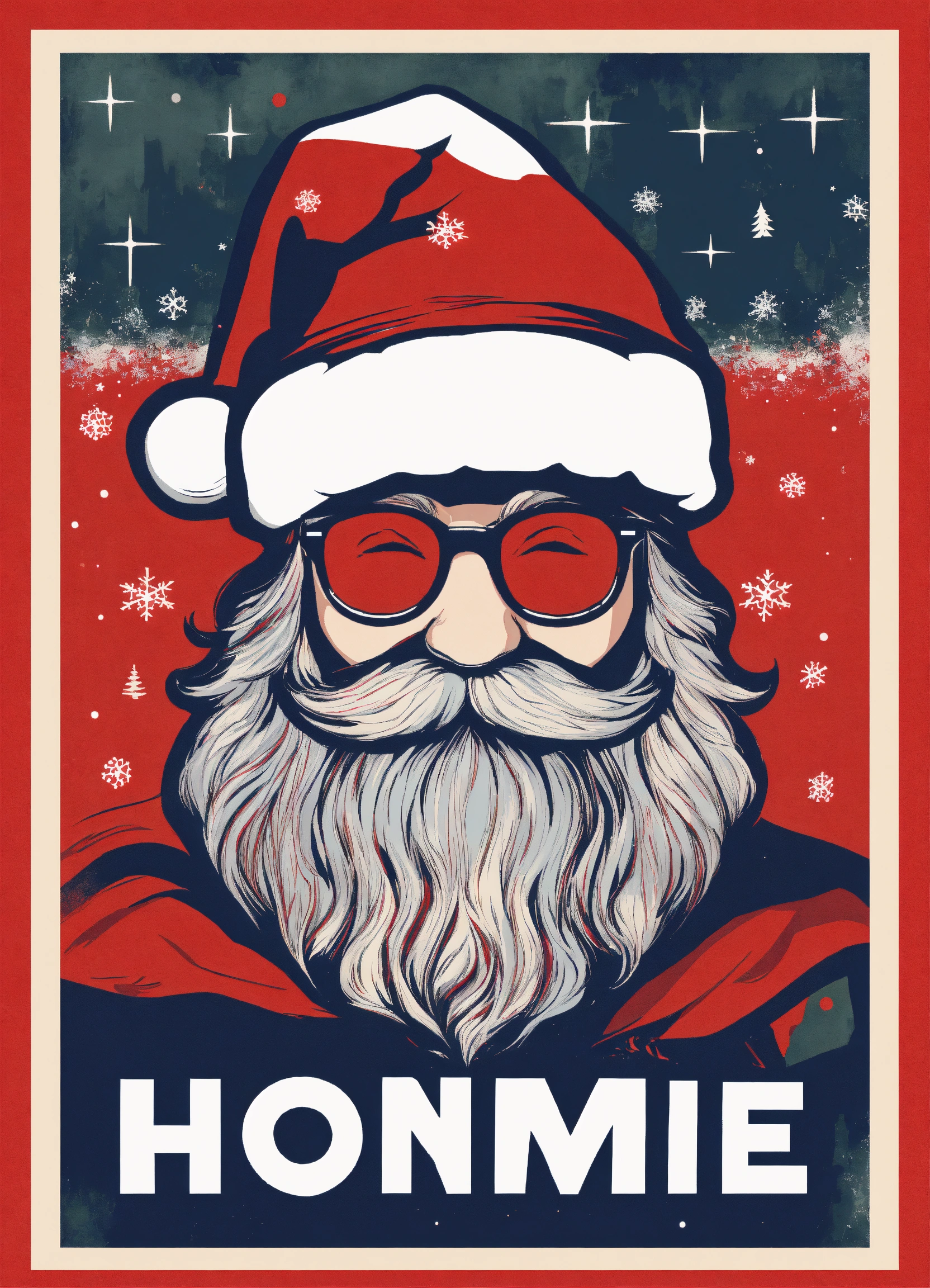 Lexica - Homie!' as the focal point. Incorporate Santa Claus and a ...