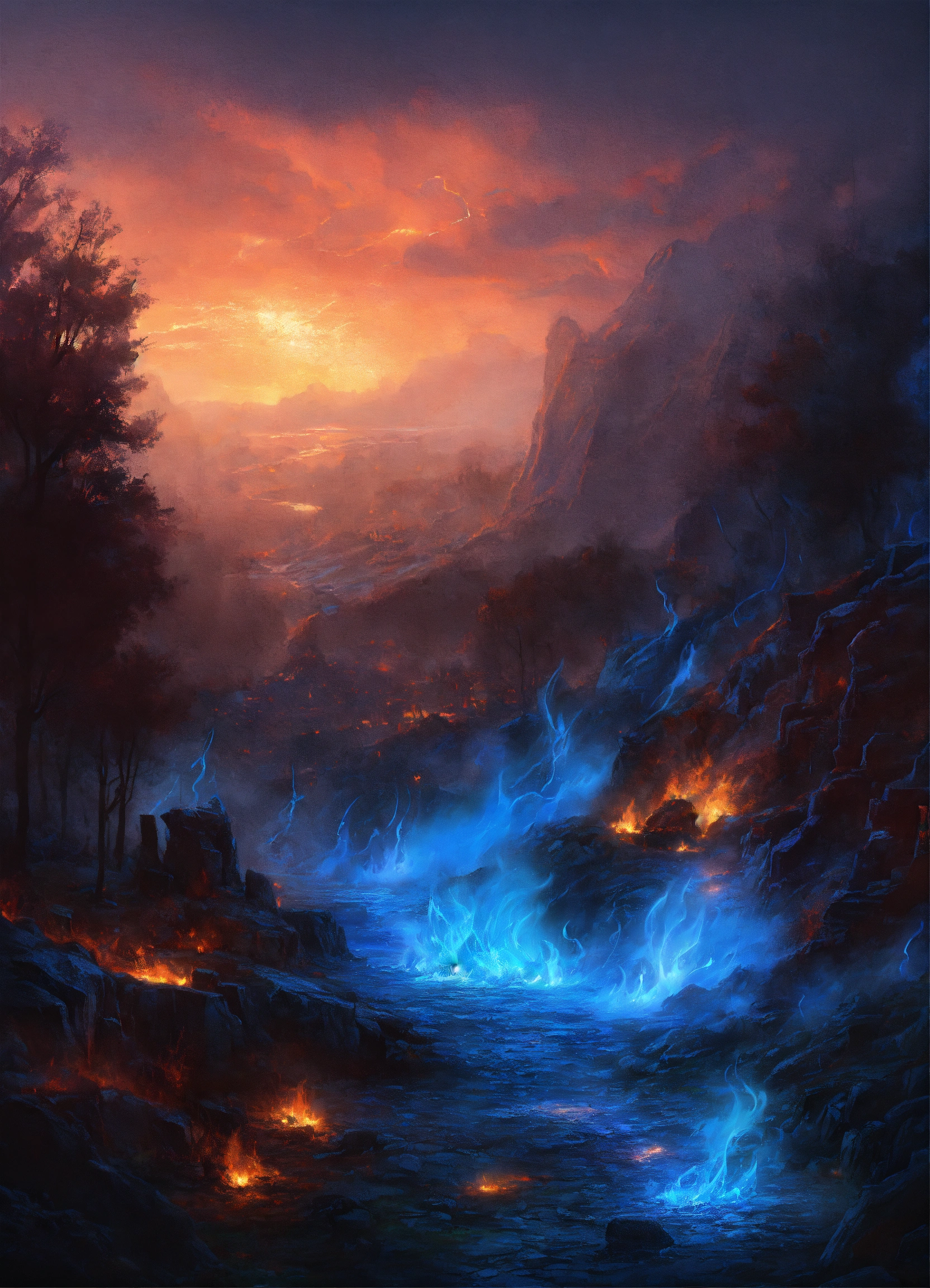 Lexica - Blue fire spell plague Disaster landscape