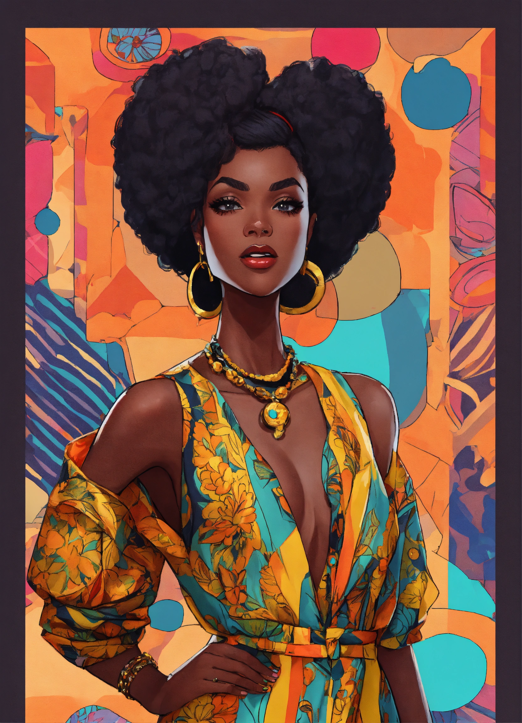 Lexica - "Generate a black female, very dark, cartoon character with a ...