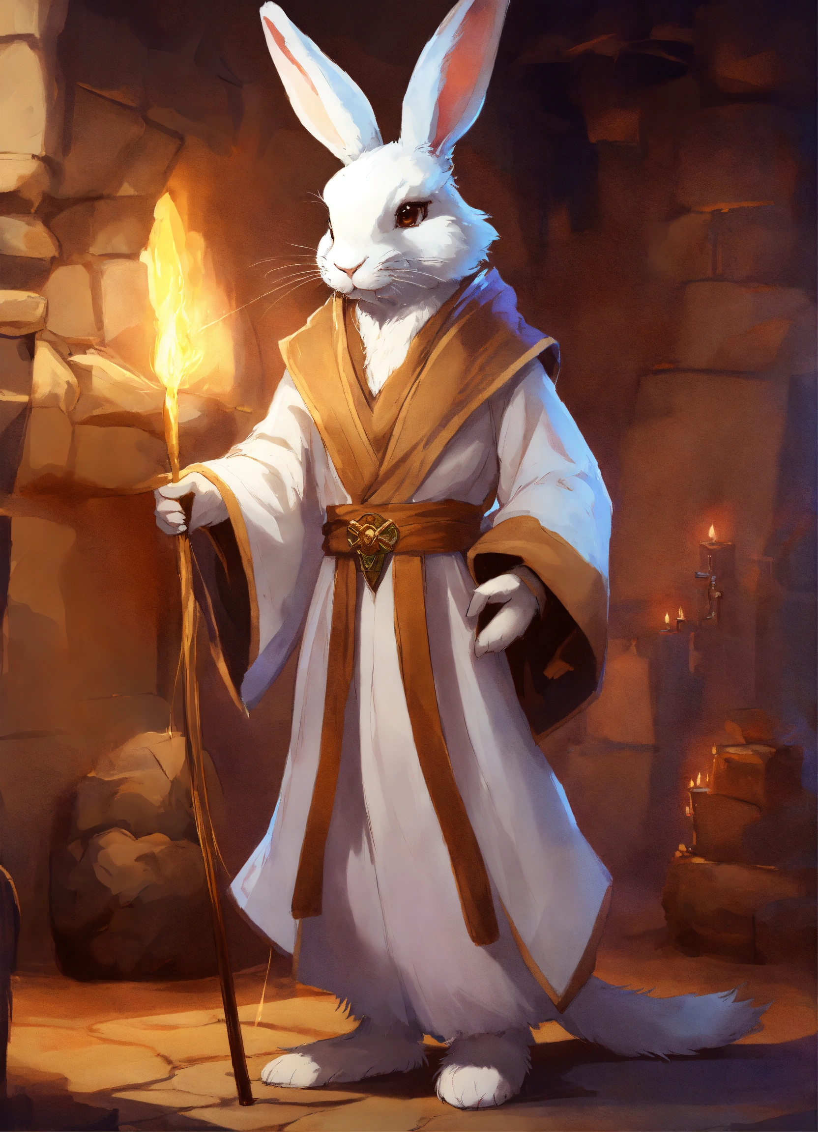 Lexica - Beautiful art, hare wizard, rabbit wizard, white robe, brown ...
