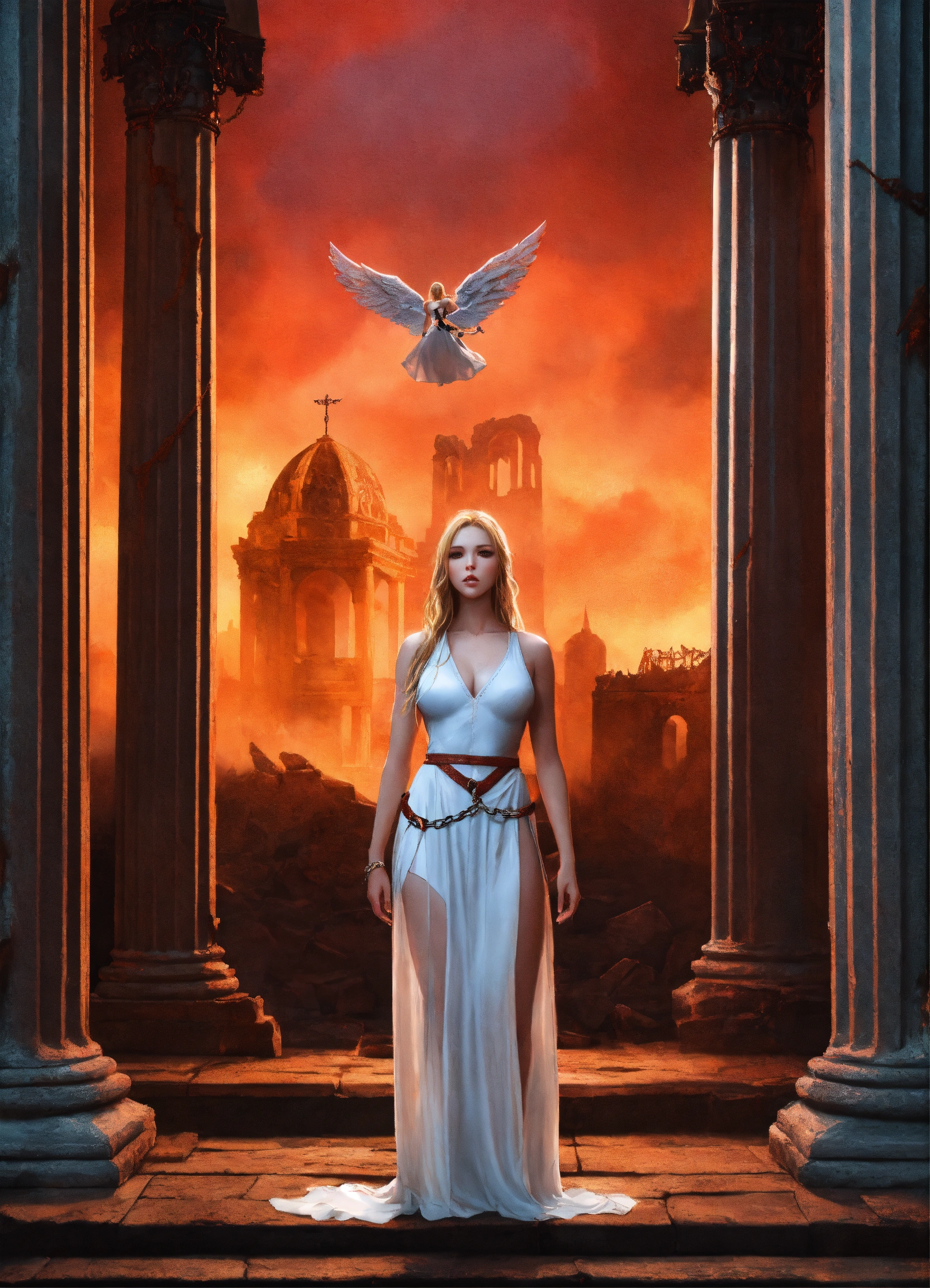 Lexica - Captive bound angel, front facing beautiful blonde hair female ...