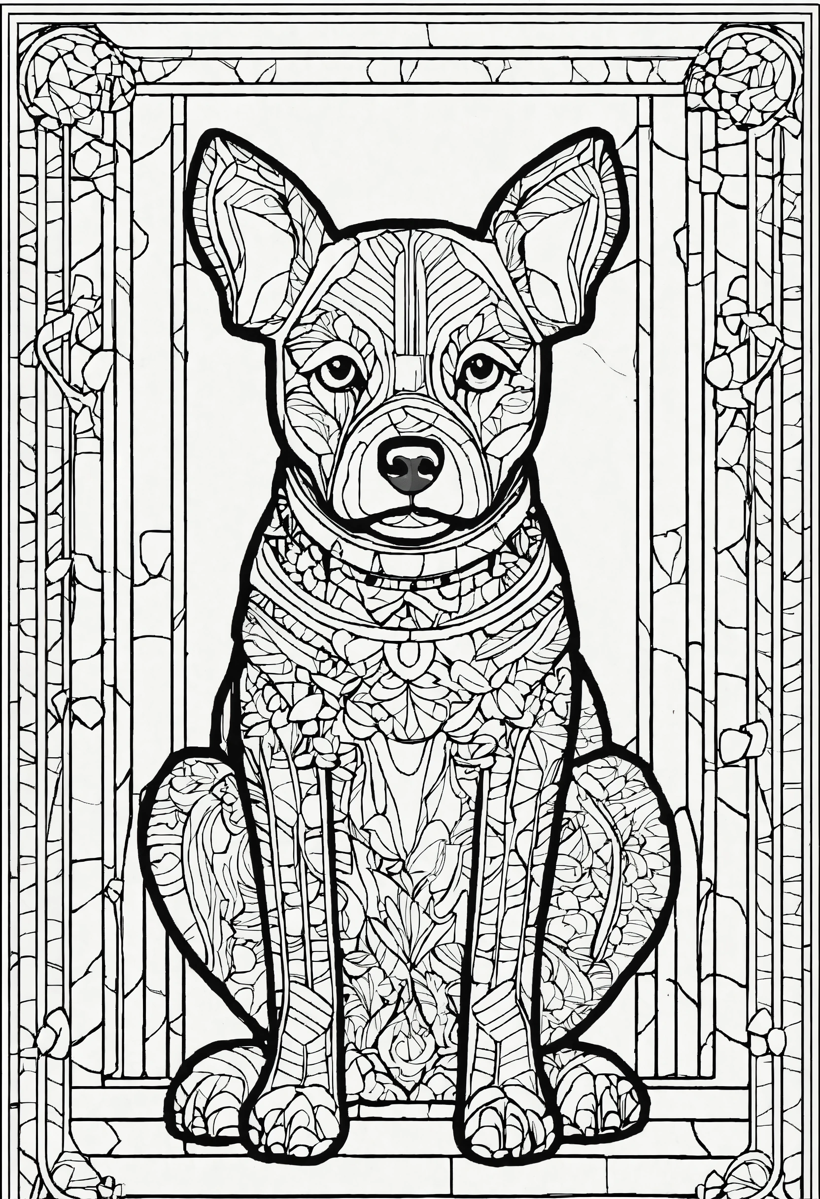 Lexica - Coloring page, black lines, dog, full body