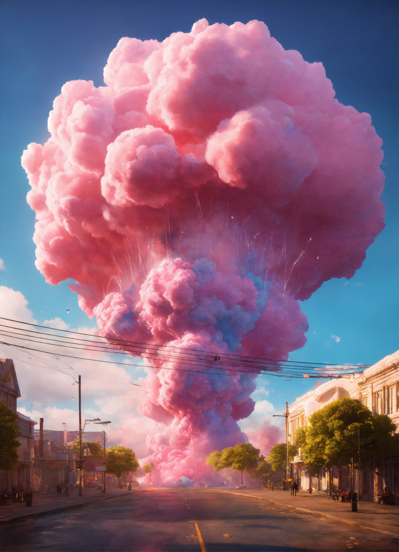 Lexica - A nuclear explosion , made out of cotton candy clouds ,paint ...