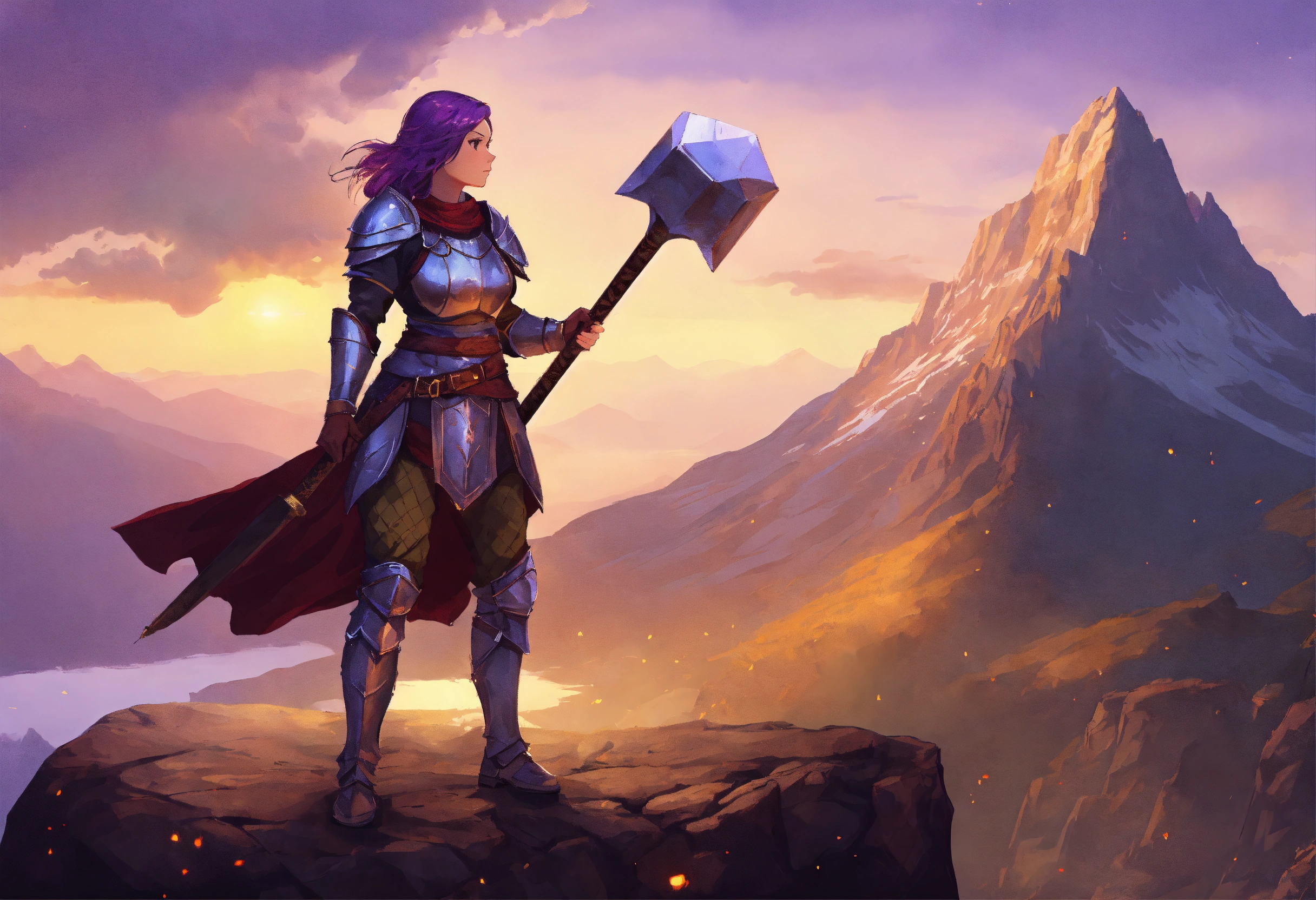 Lexica - Female short sturdy Dwarven Cleric, with purple hair, wearing ...