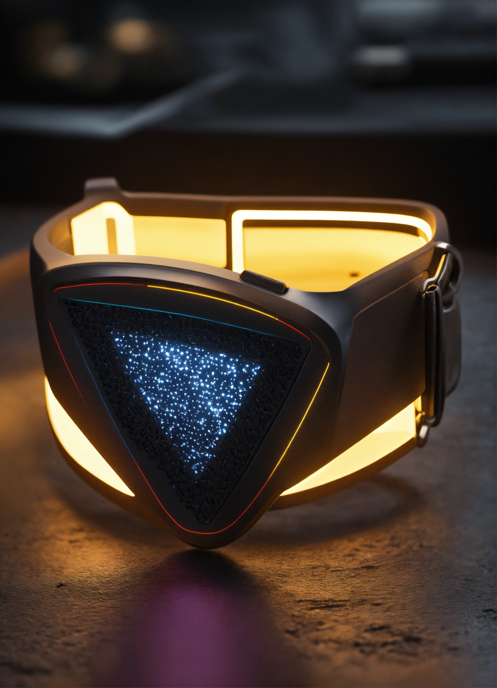 Lexica - Industrial design rendering of a flat triangle shaped wearable ...