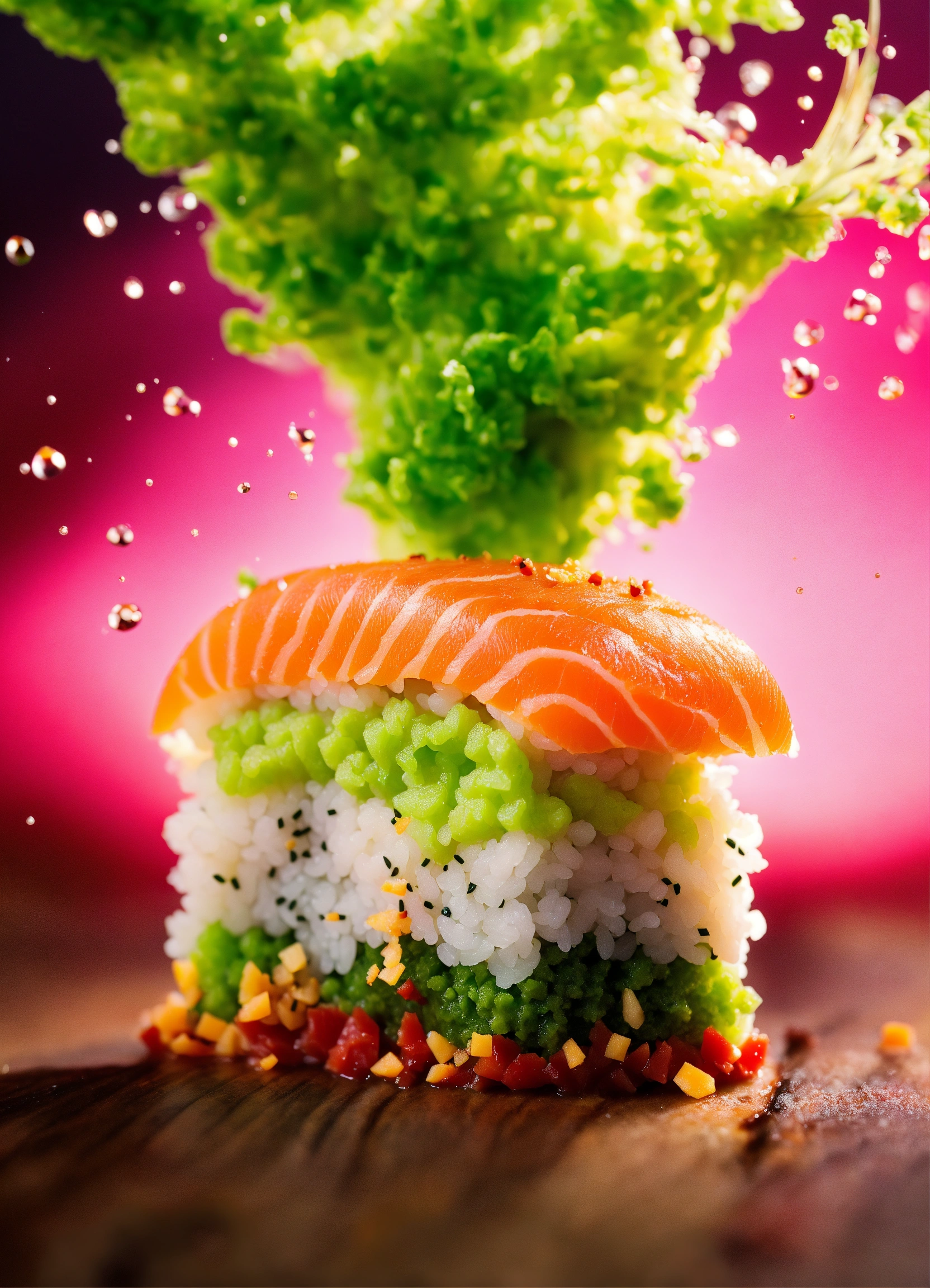 Lexica - A perfect sushi made out of wasabi and fish explosion, surreal ...