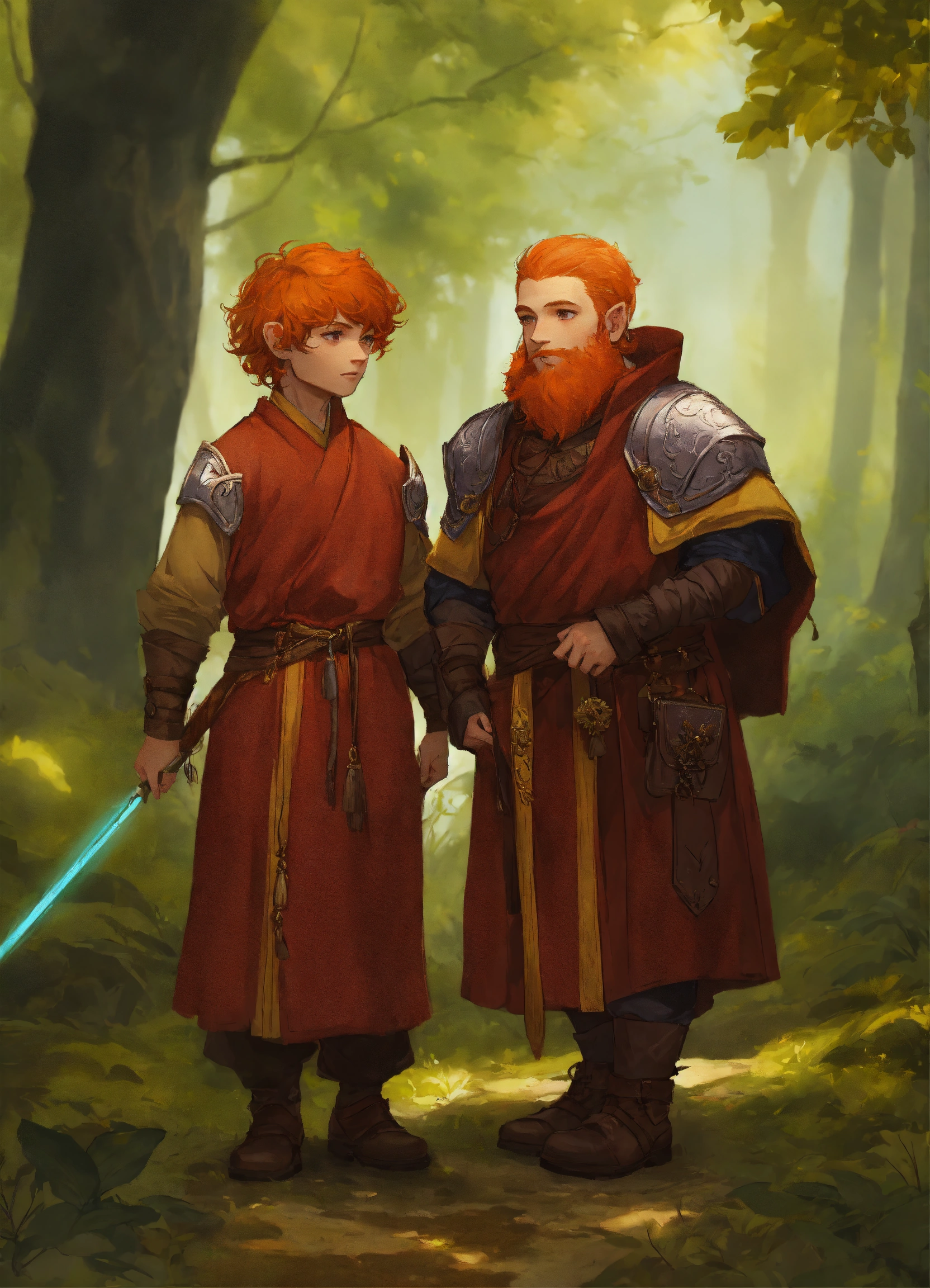 Lexica - Red headed halfling monk and cleric in monk robes in a forest