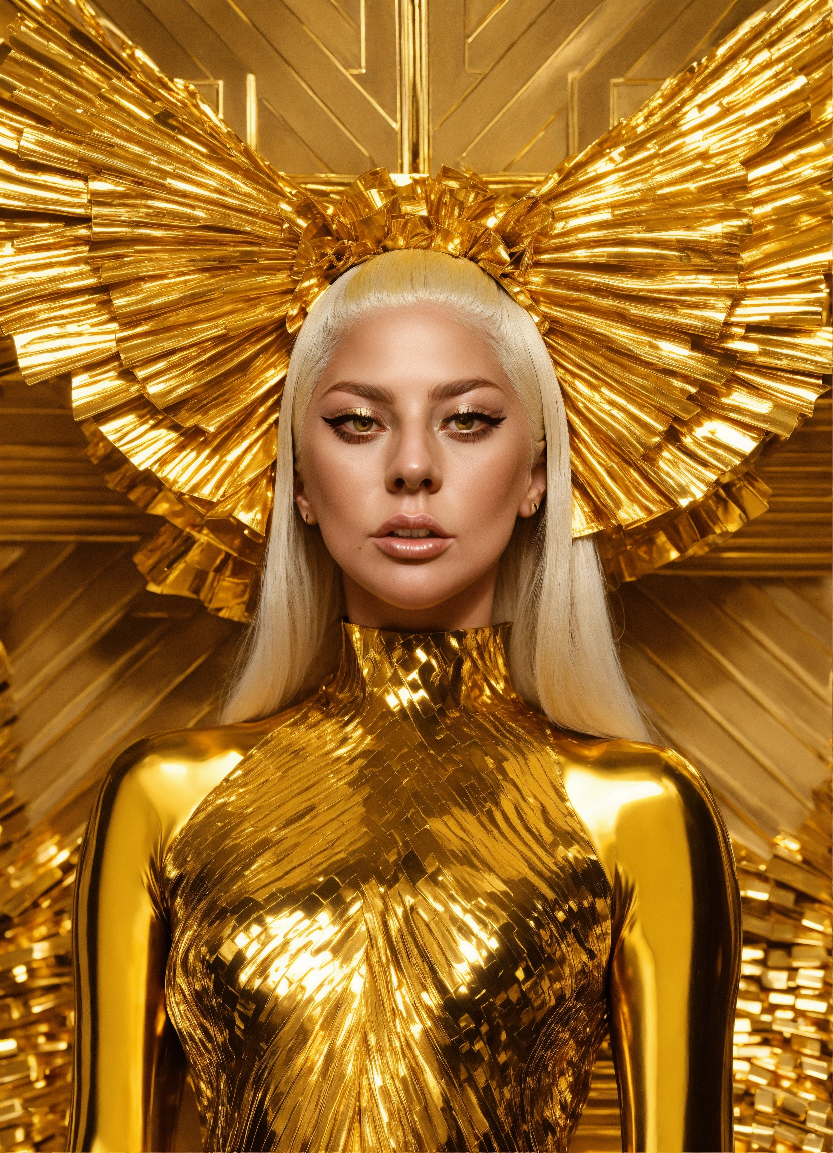 Lexica - Gold Full Body Lady Gaga Gold Hair, Gold Hair, Gold Eyes, Gold ...