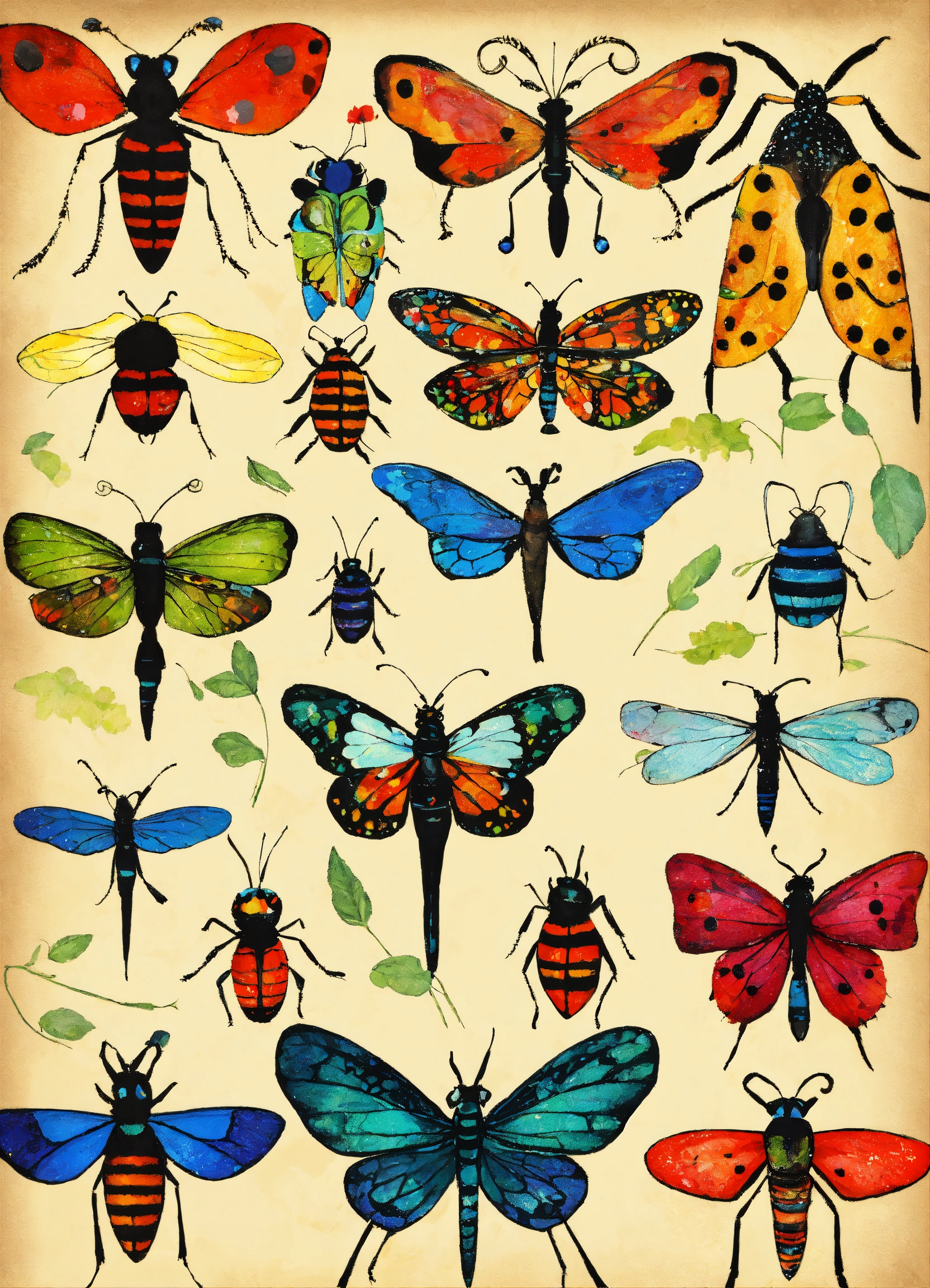 Lexica - Mixed Media Whimsical Insects, Quirky Bug Graphics, Commercial ...