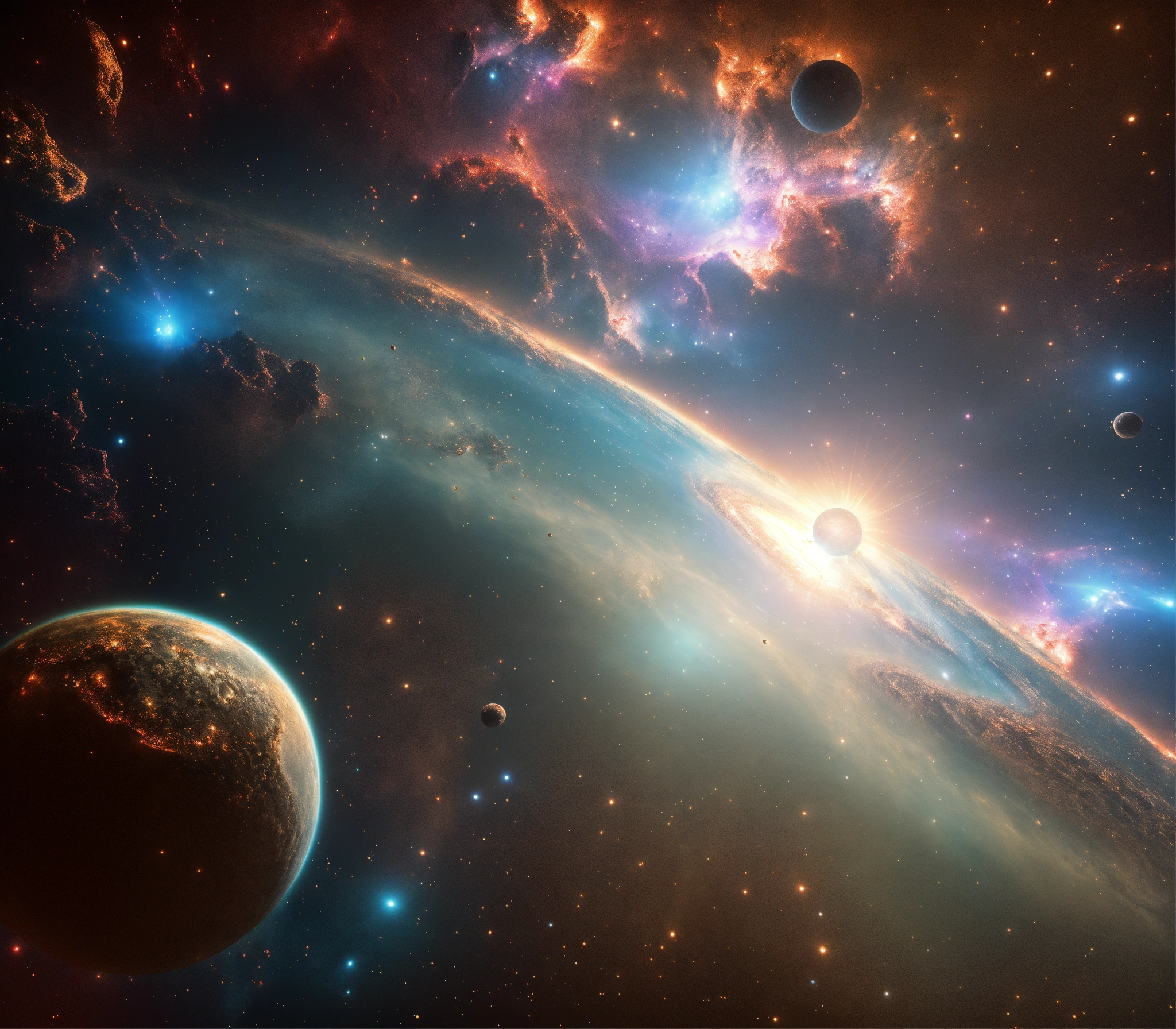 Lexica - Space nebula, sun backgound, Cinema 4D scifi 3D scene of a ...
