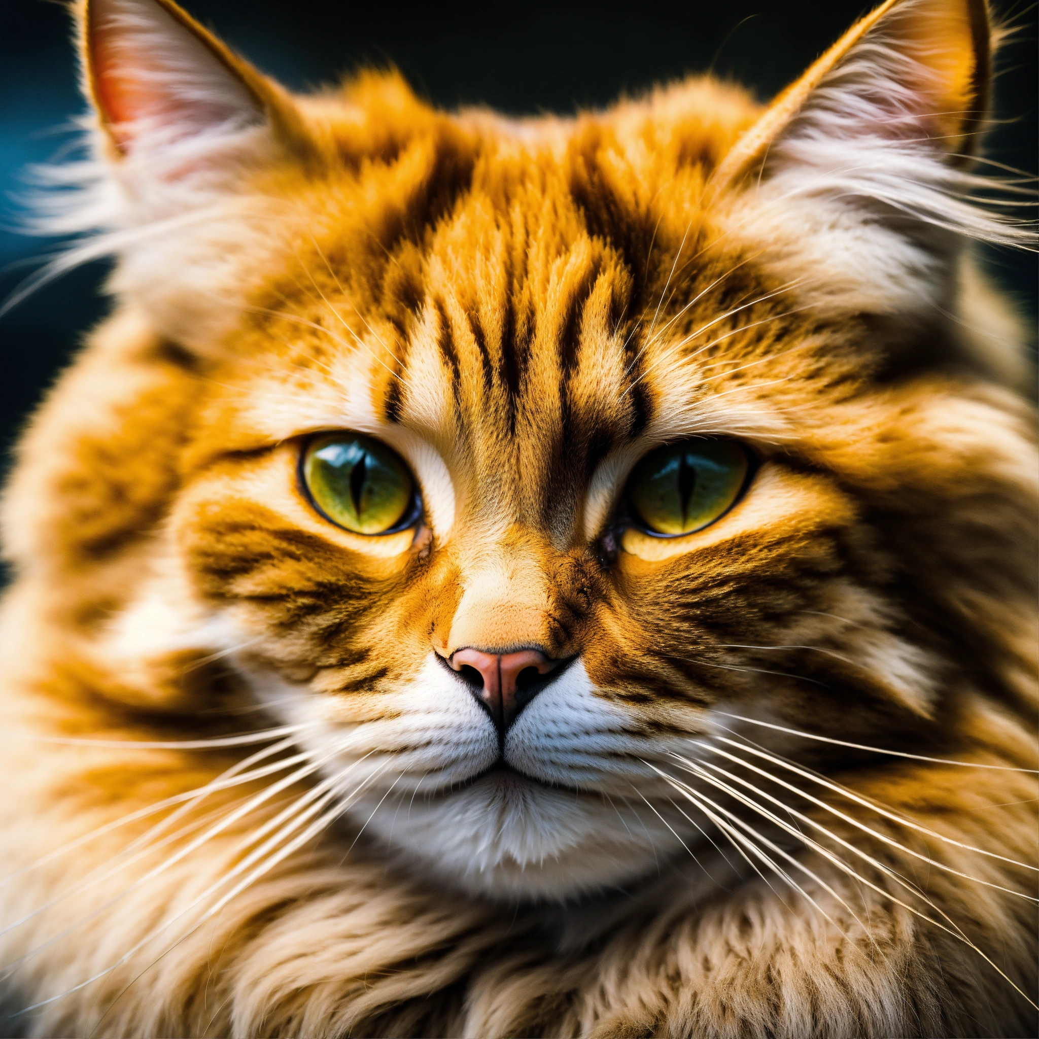 Lexica - A cute cat with closed eyes and a slight smile with long fur ...