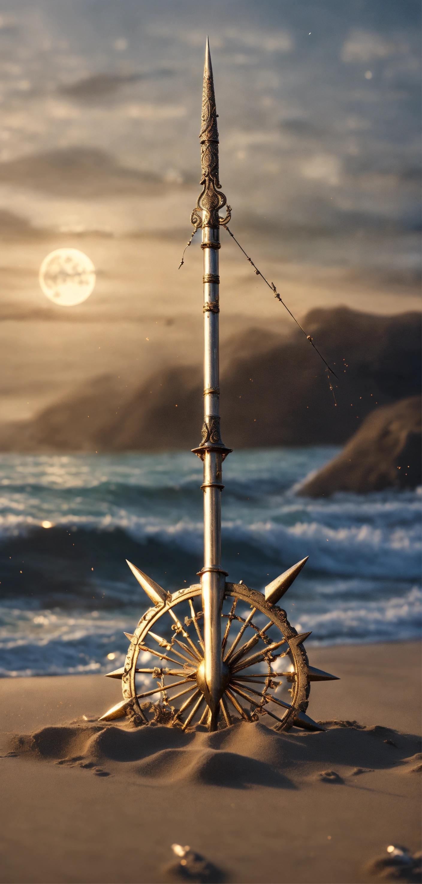 Lexica - 8k, picture of a very long gezackte throwing harpoon with ...