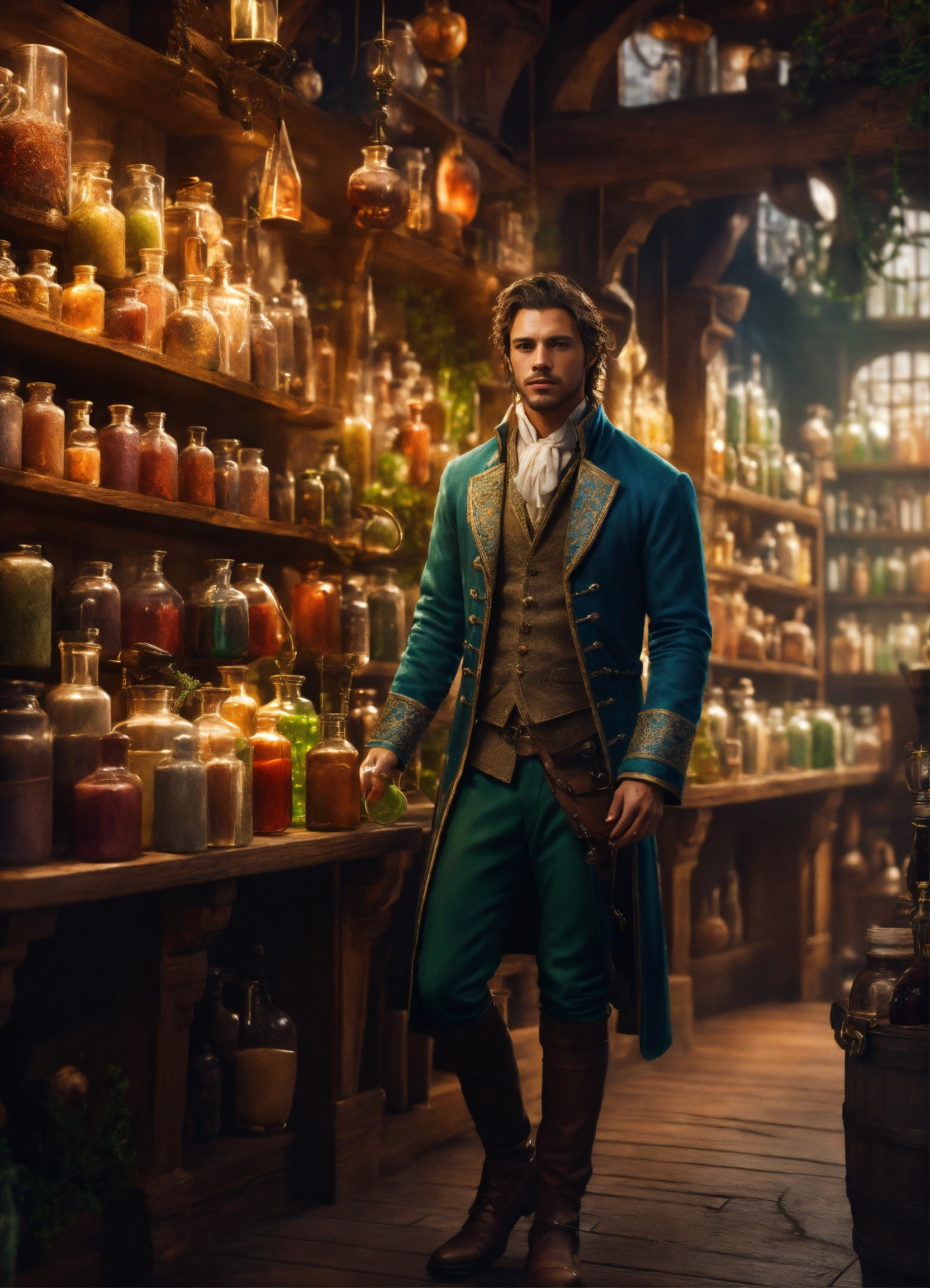 Lexica - Handsome man in potions and potions store full-length ...
