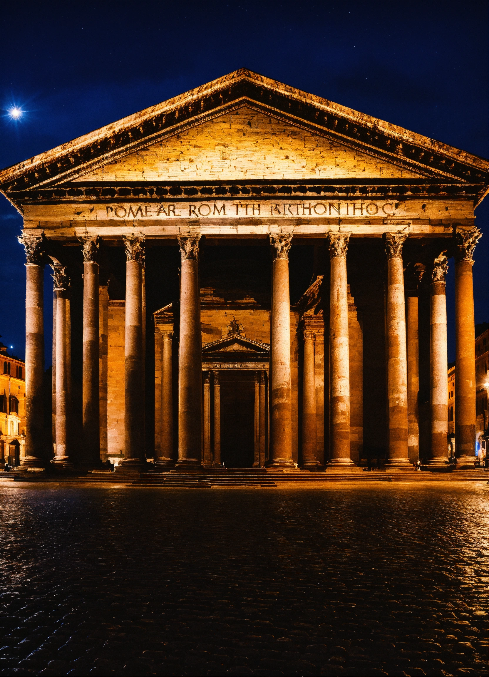 Lexica - Rome pantheon skyline night 4k very detailed