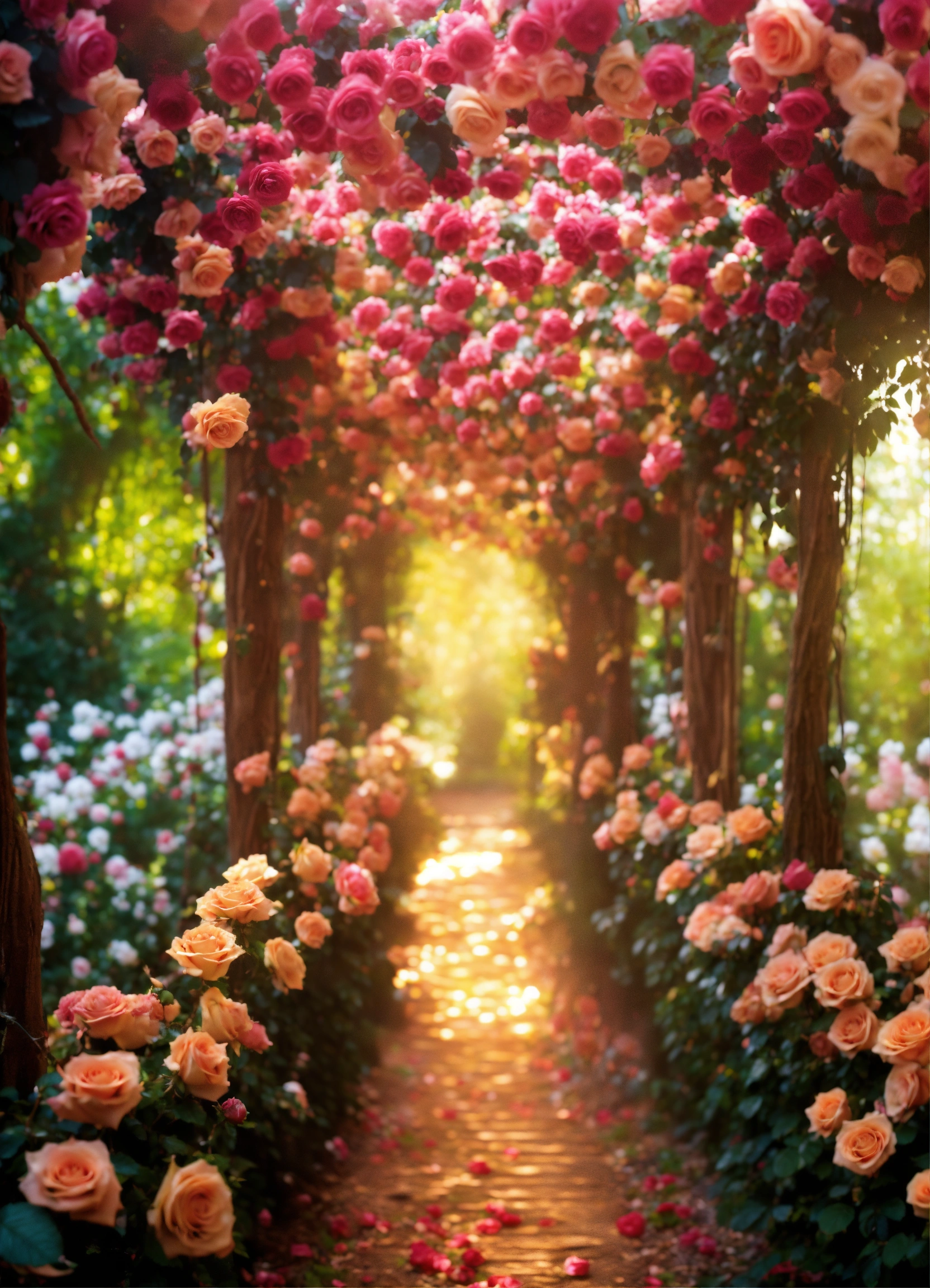 Lexica - Journey deep into an enchanted forest where towering rose ...