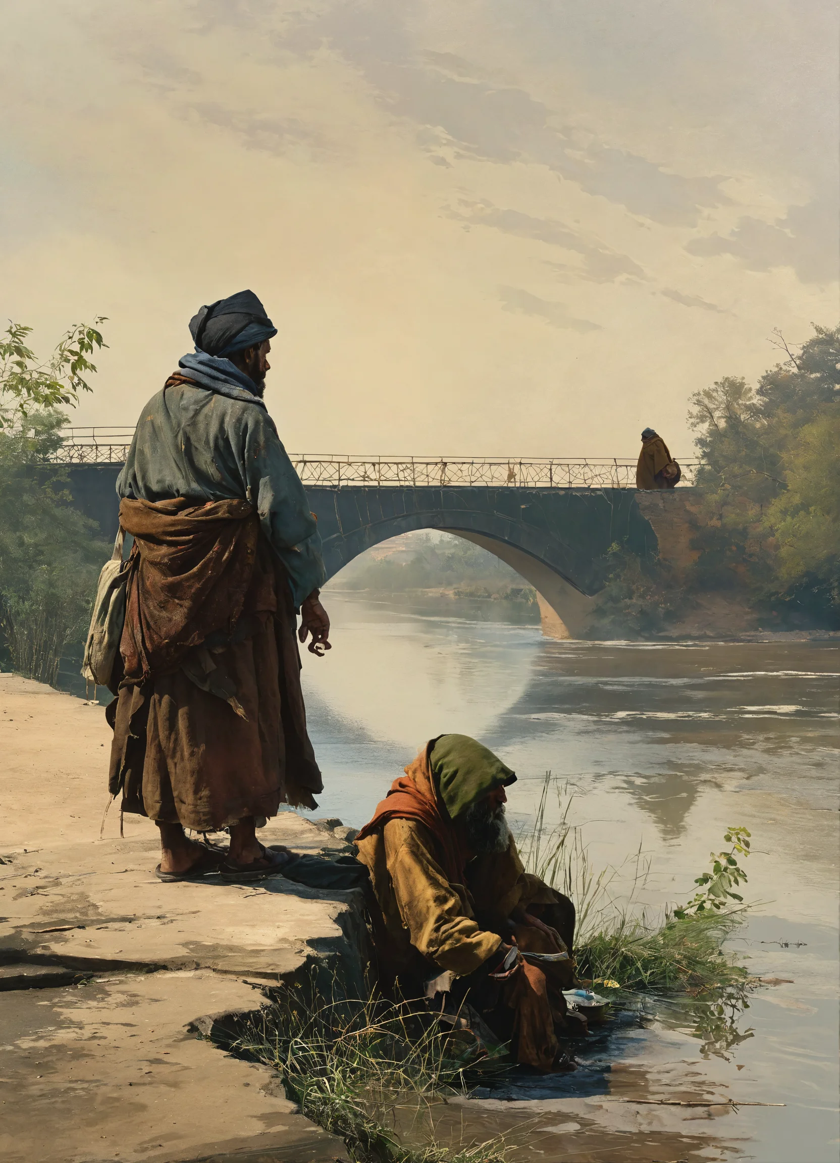Lexica - Two beggars approach a big new bridge and looking away... they ...